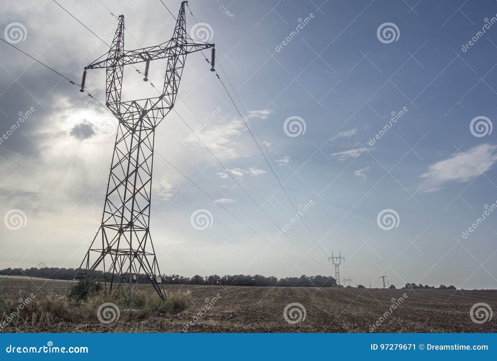 Pylon stock image. Image of clouds, industry, lines, construction ...