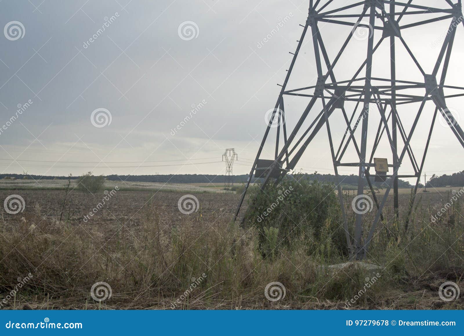 Pylon stock photo. Image of clouds, lines, transmission - 97279678