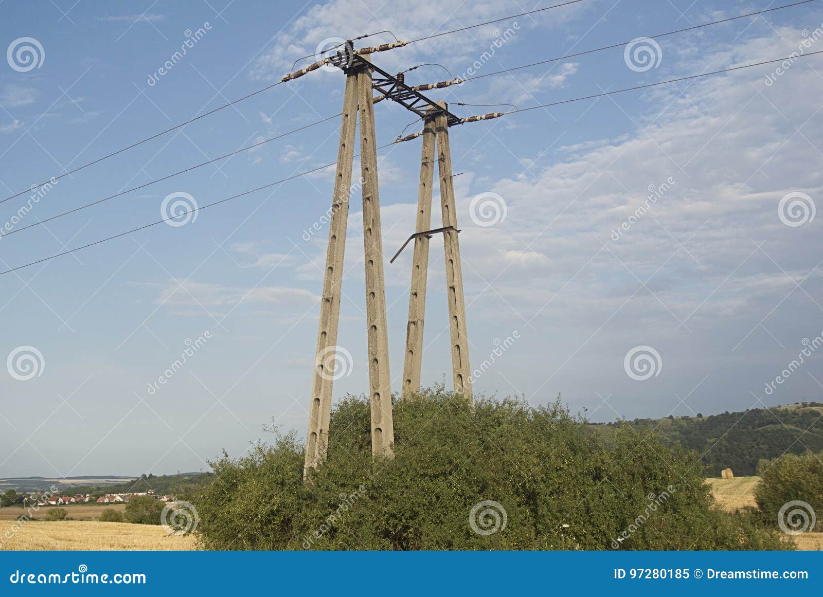 Pylon stock image. Image of electricity, lines, clouds - 97280185