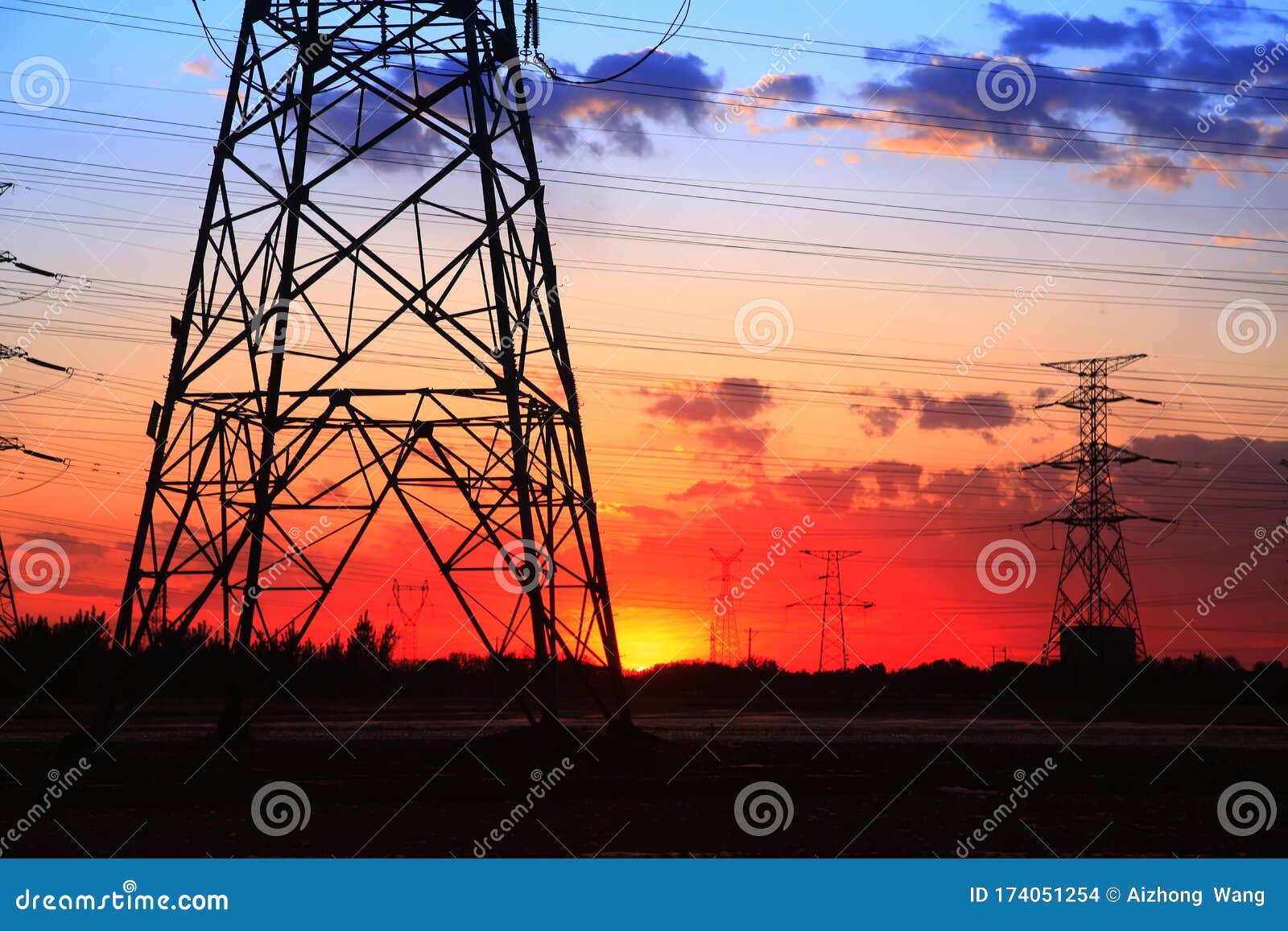 Pylon stock photo. Image of evening, infrastructure - 174051254