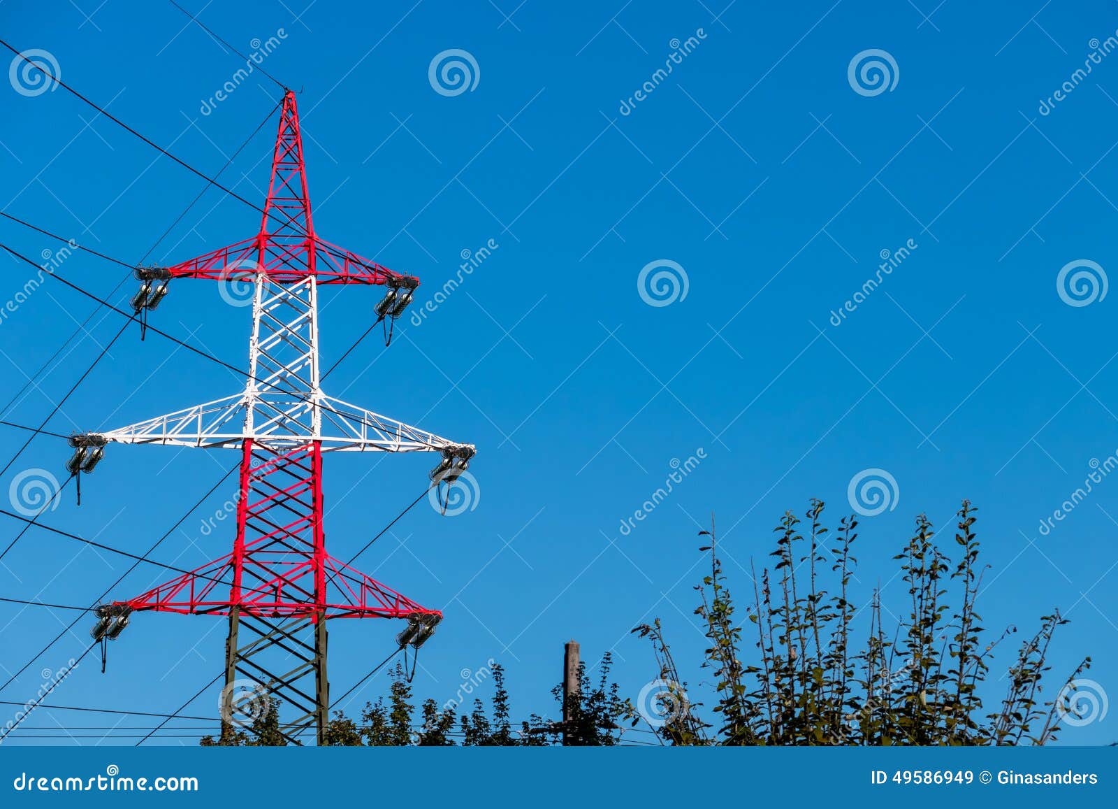 Pylon red and white stock image. Image of cable, mast - 49586949