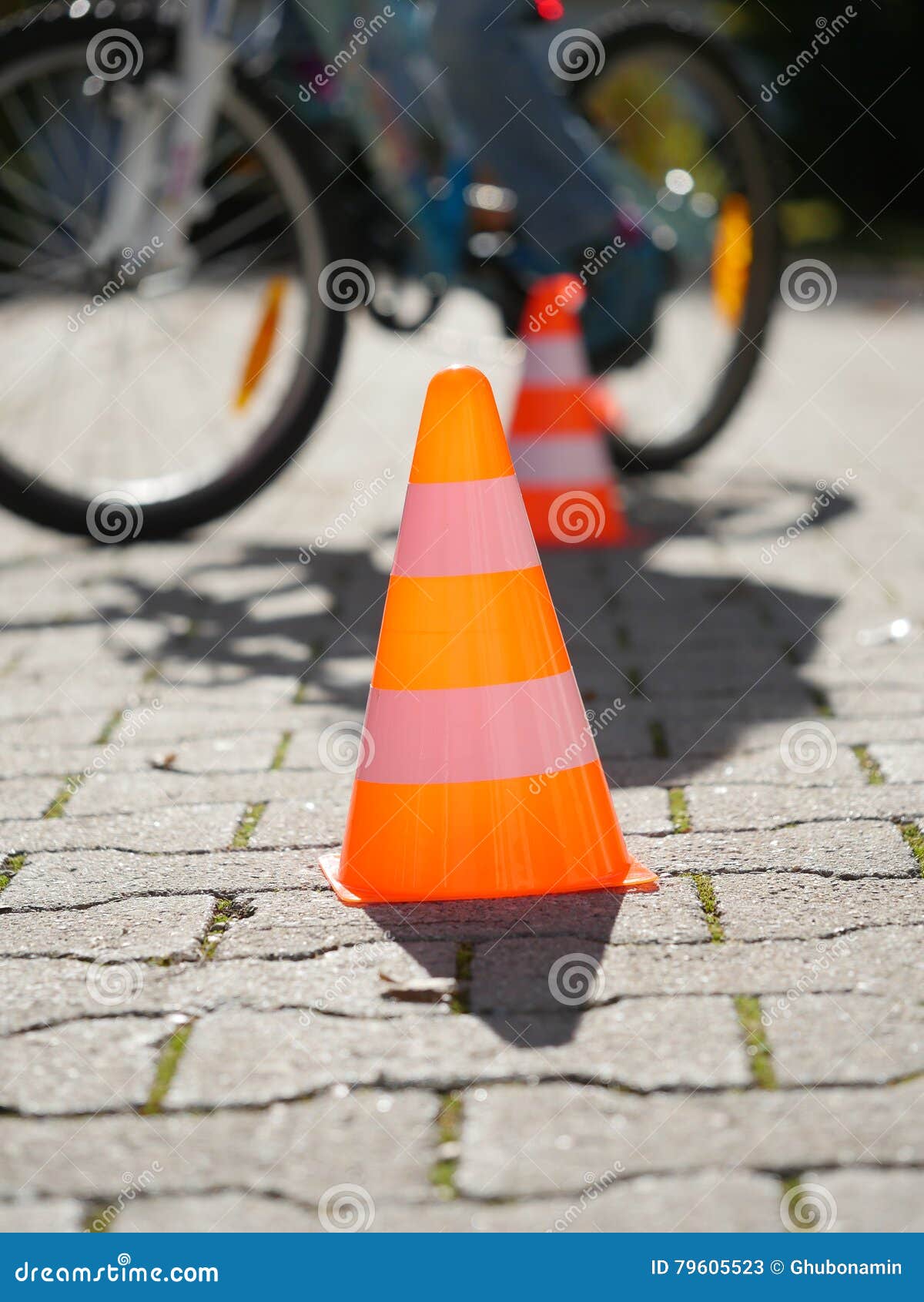 Pylon road stock image. Image of crashguard, cone, bike - 79605523