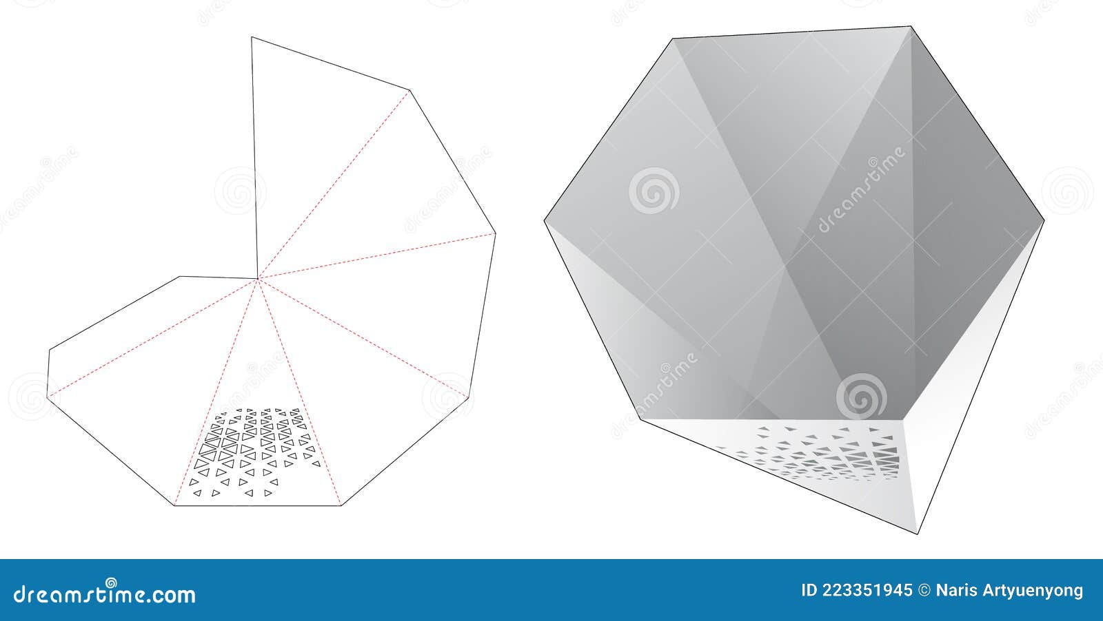 Pylon Shaped Bowl with Stenciled Triangle Die Cut Template Stock Vector ...