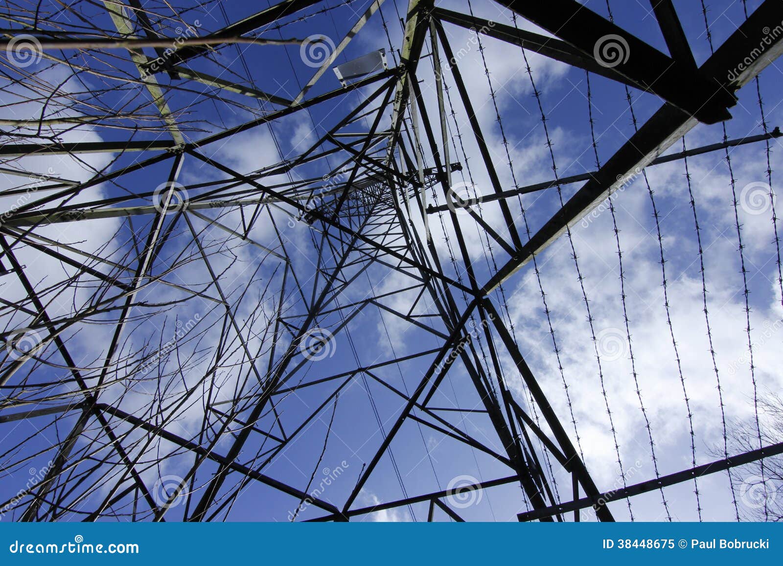 Pylon in the sky. stock image. Image of barbed, clouds - 38448675