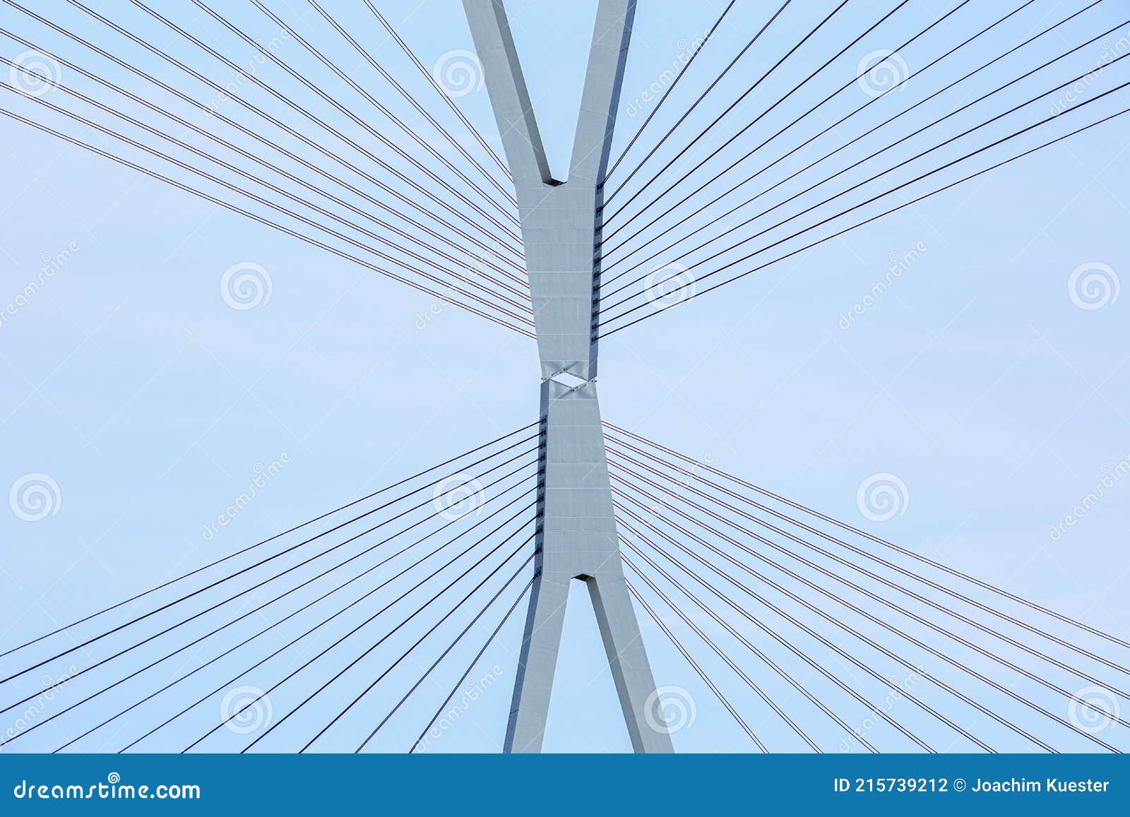 A Pylon an Steel Cables of a Bridge Mirrored and so Creating a Modern ...