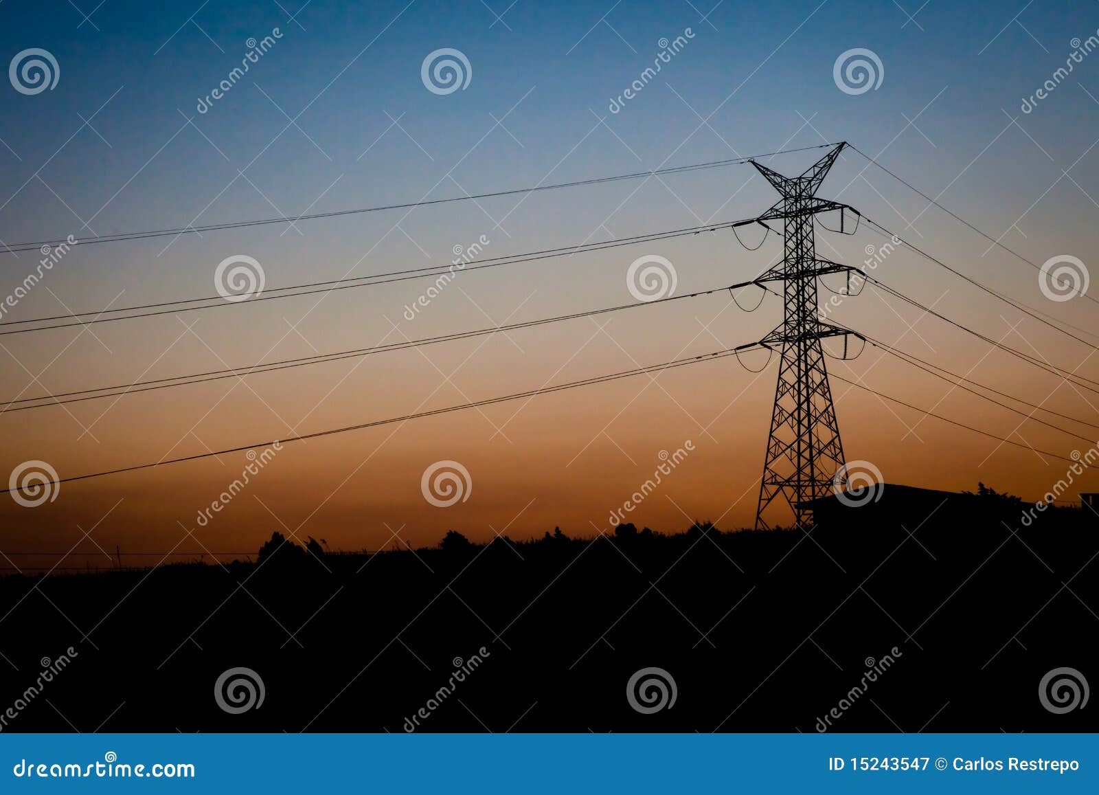 Pylon at sunset stock image. Image of power, tower, structure - 15243547