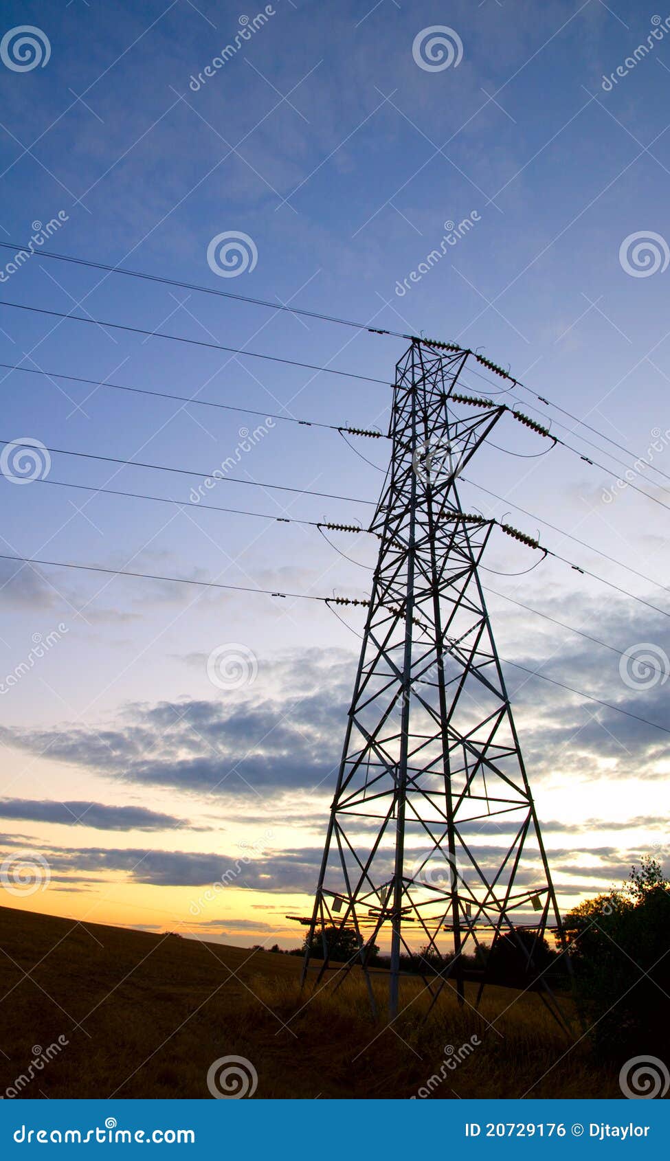 Pylon at sunset stock photo. Image of environment, electric - 20729176