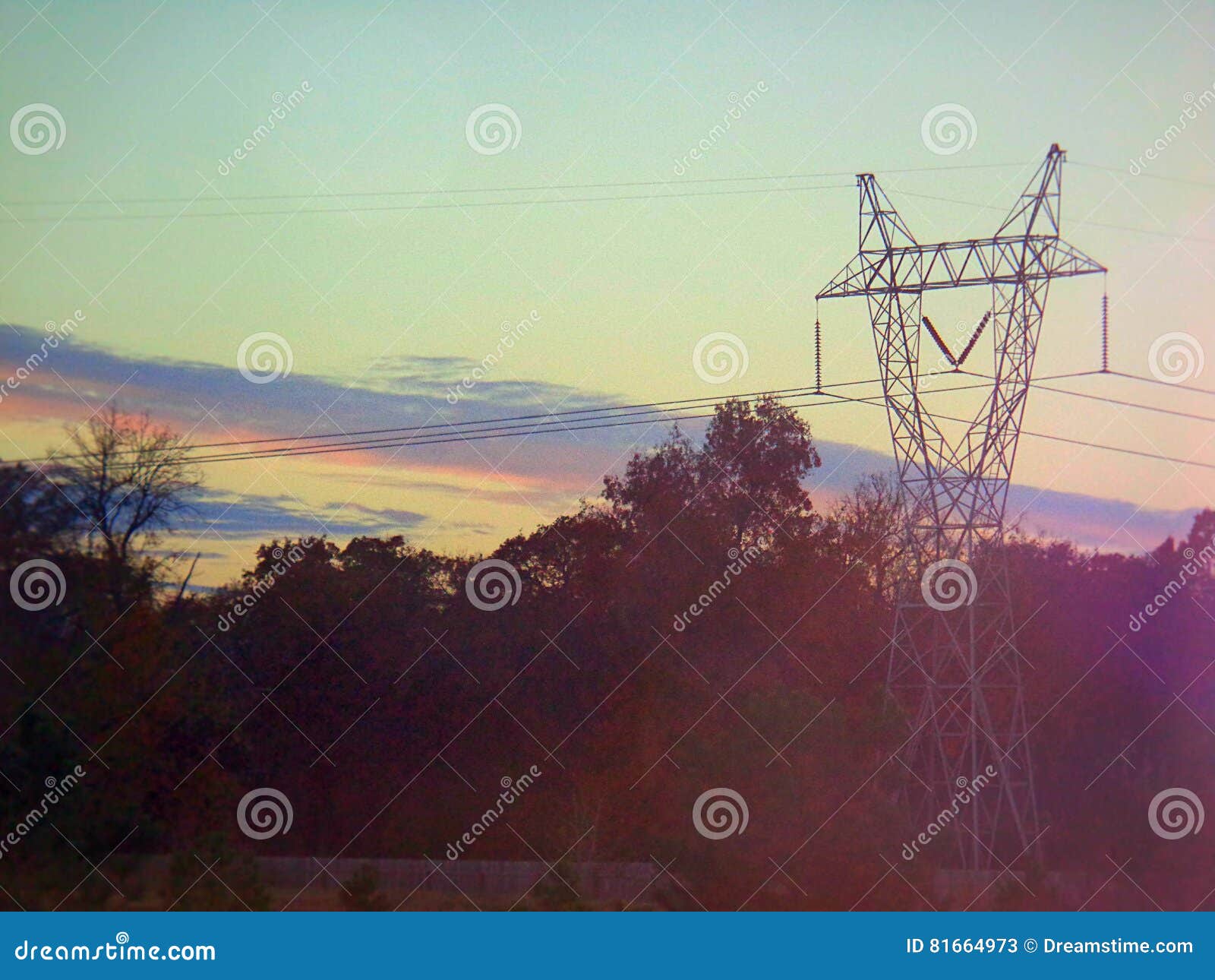 Pylon with Sunset Background Stock Image - Image of highline, power ...