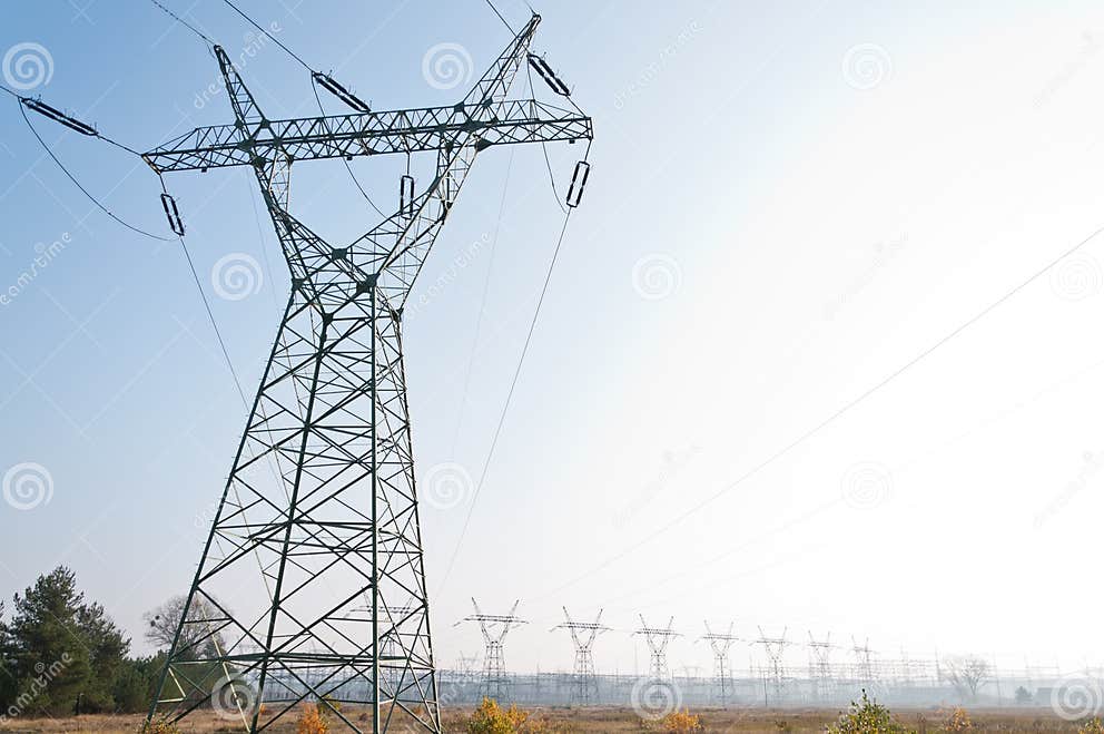 Pylon and Transmission Lines Stock Photo - Image of insulators, cables ...