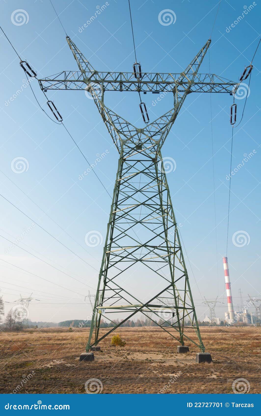 Pylon and Transmission Lines Stock Image - Image of watts, distribution ...