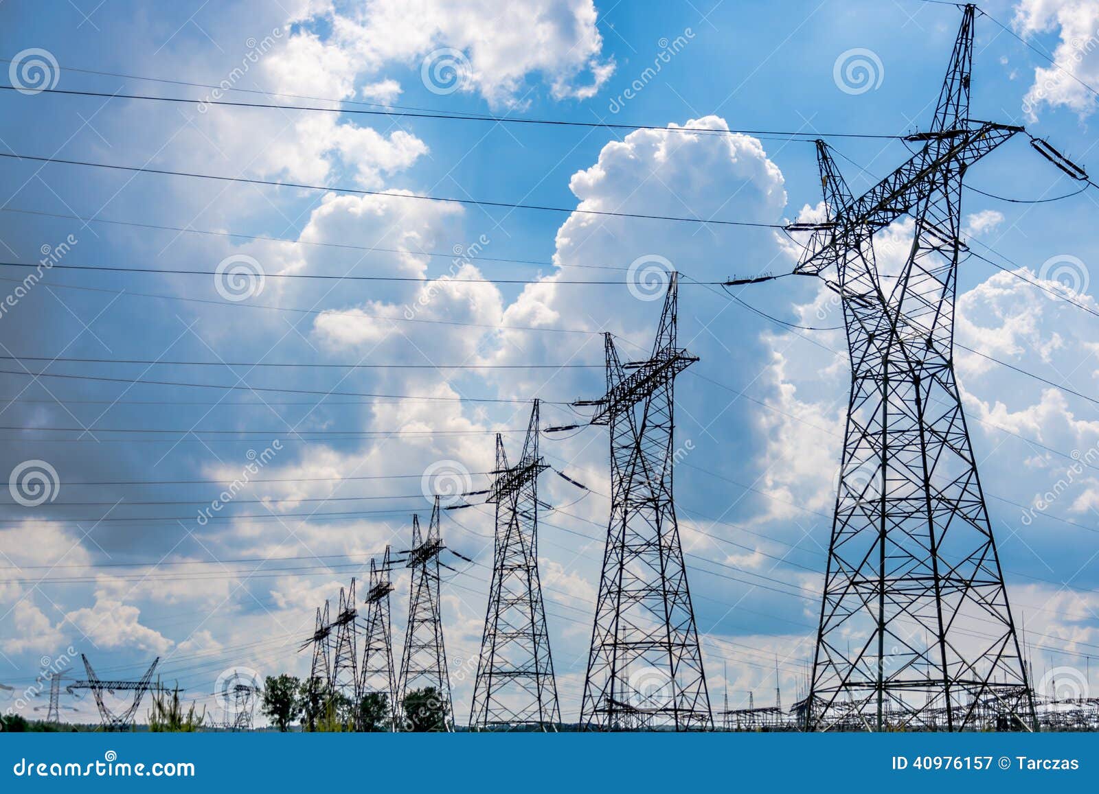 Pylon and Transmission Power Line Stock Image - Image of transmission ...