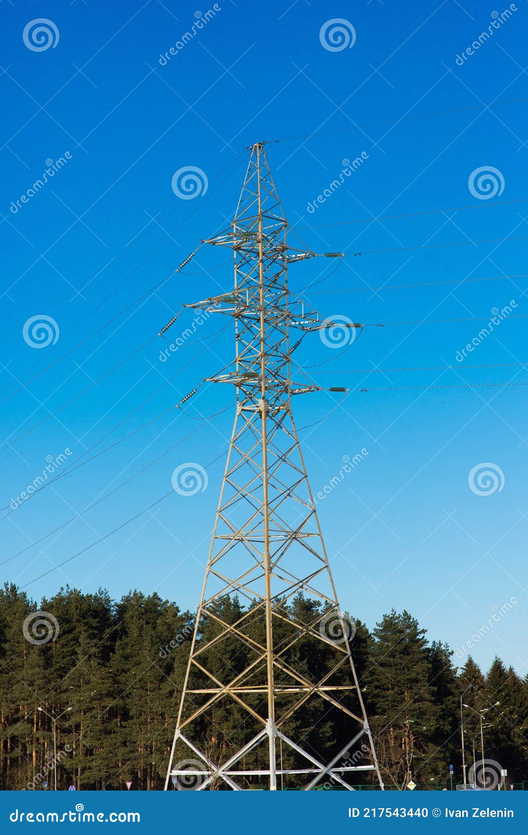 Pylon and Transmission Power Line in Sunset Stock Photo - Image of ...