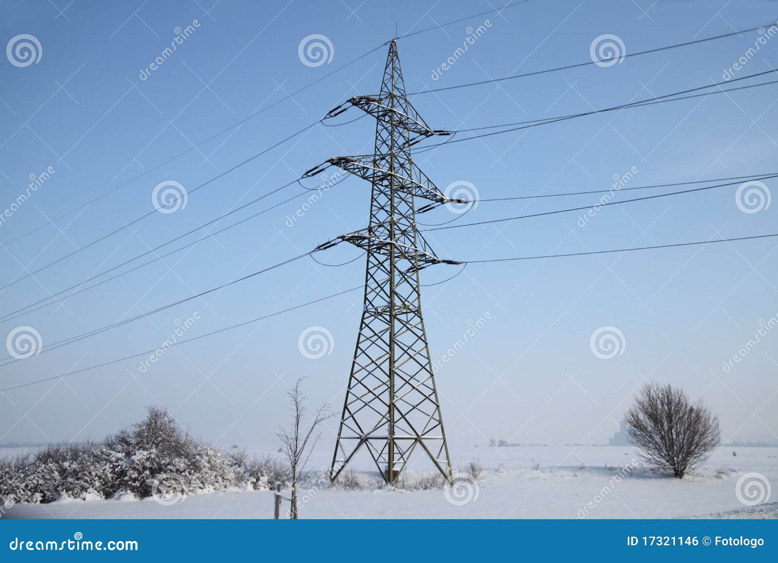 Pylon in winter stock photo. Image of current, metal - 17321146