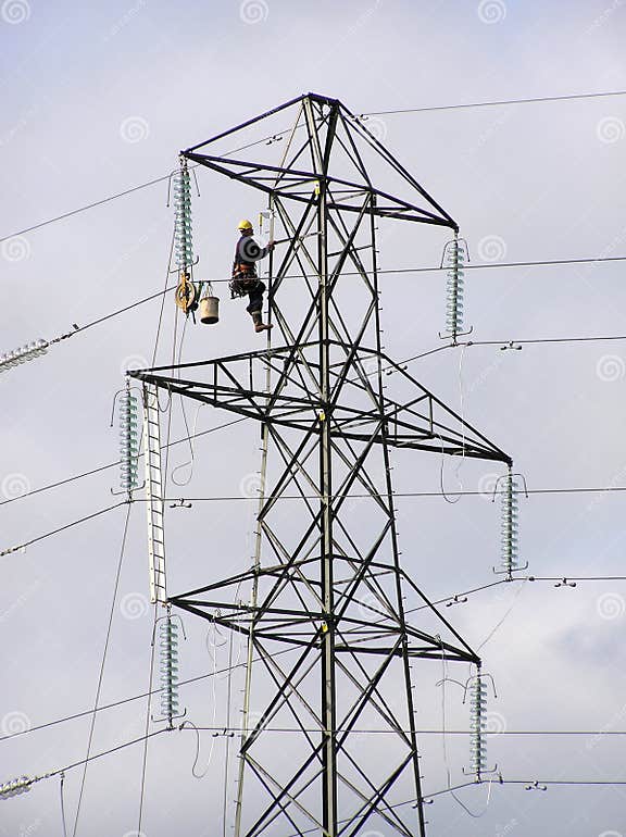 Pylon worker stock image. Image of people, high, energy - 155011