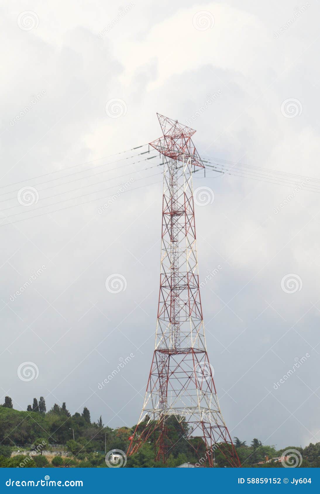 Pylons Background in the Sky Stock Photo - Image of hill, blue: 58859152