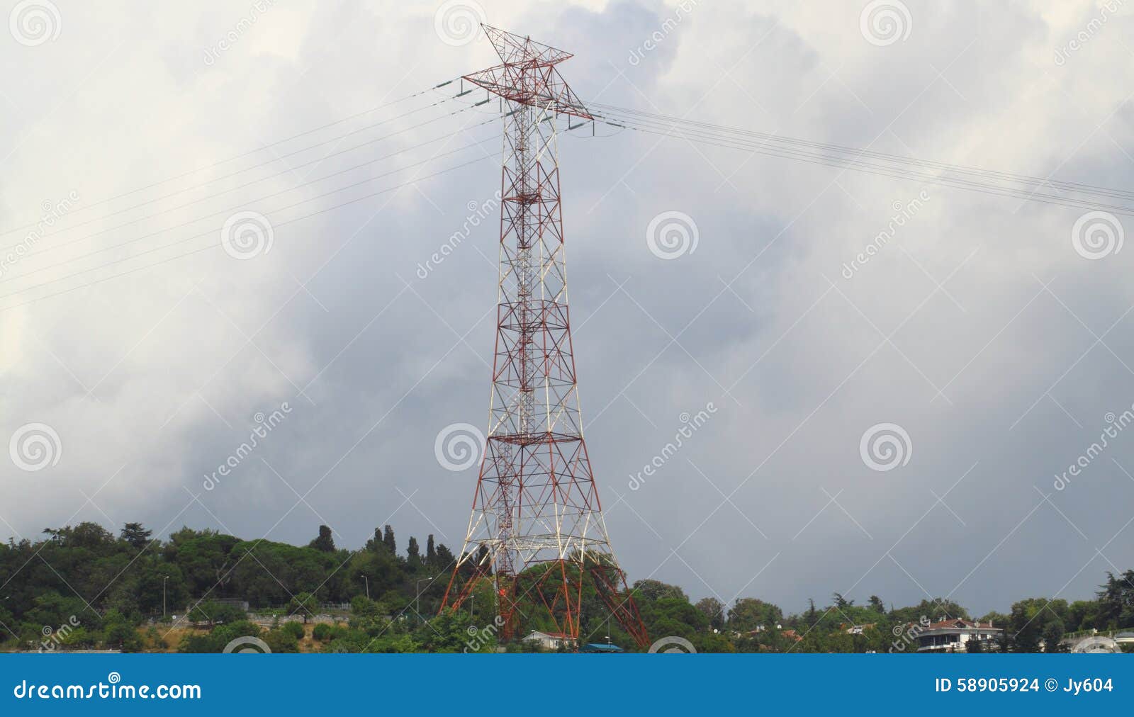 Pylons Background in the Sky Stock Photo - Image of route, pole: 58905924