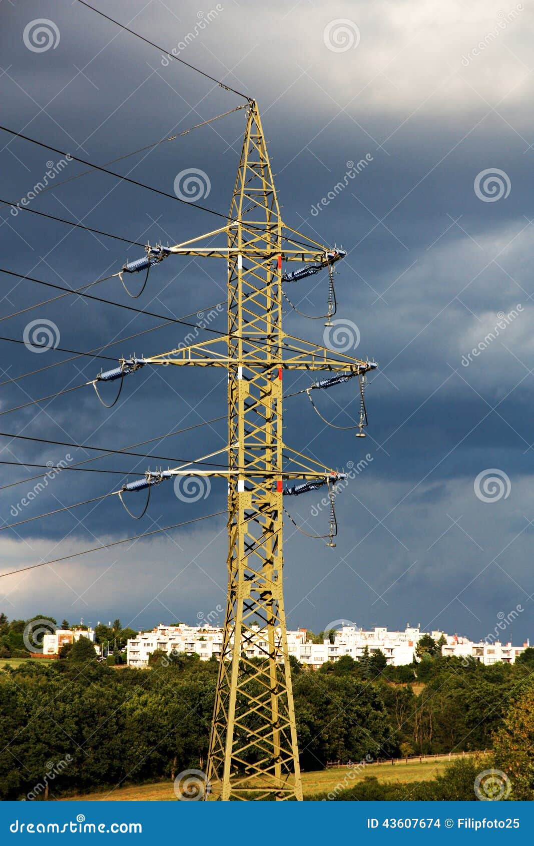 Pylons in countryside stock photo. Image of environment - 43607674