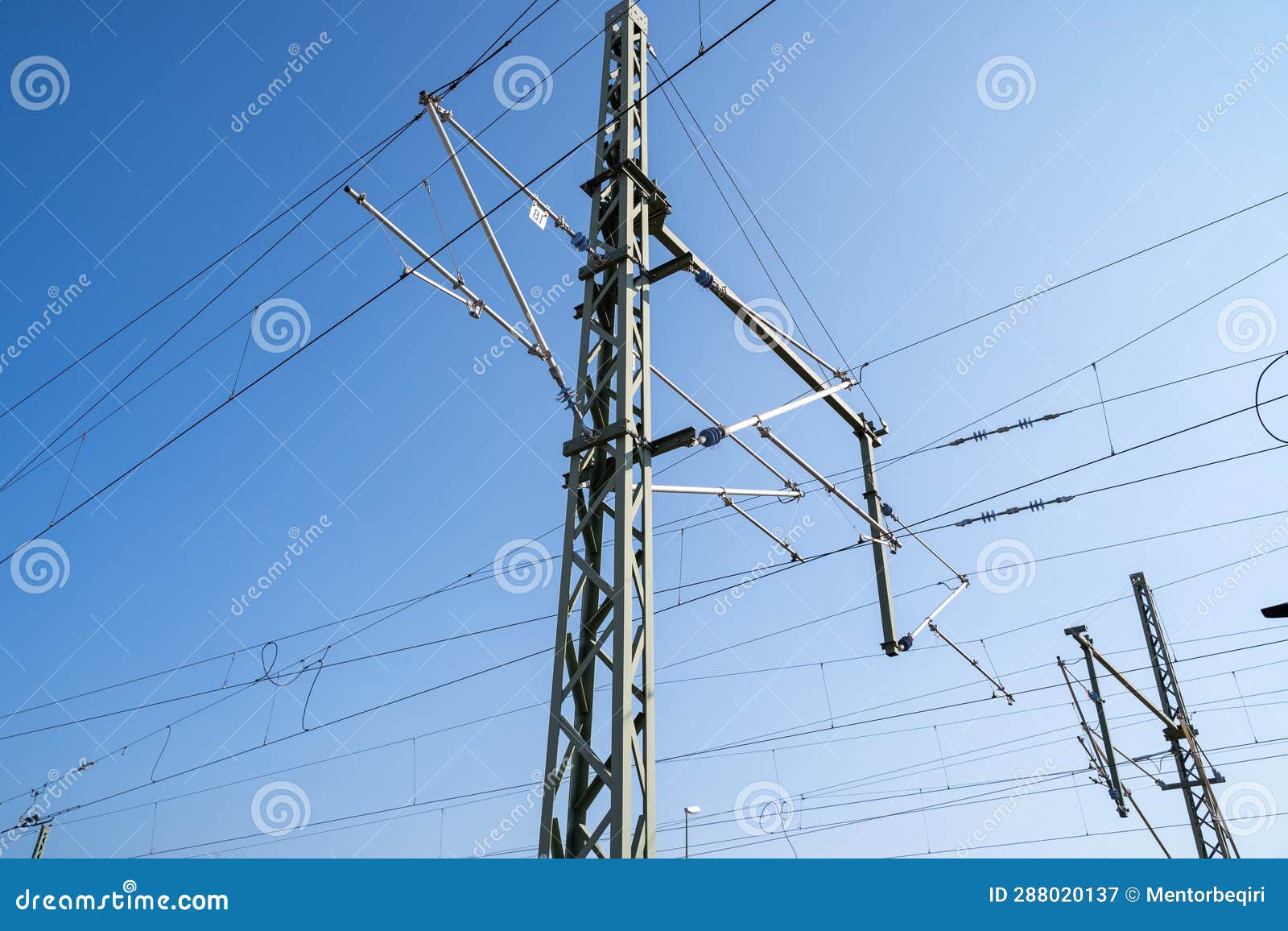 Pylons with Electricity Lines for Railway Stock Image - Image of high ...
