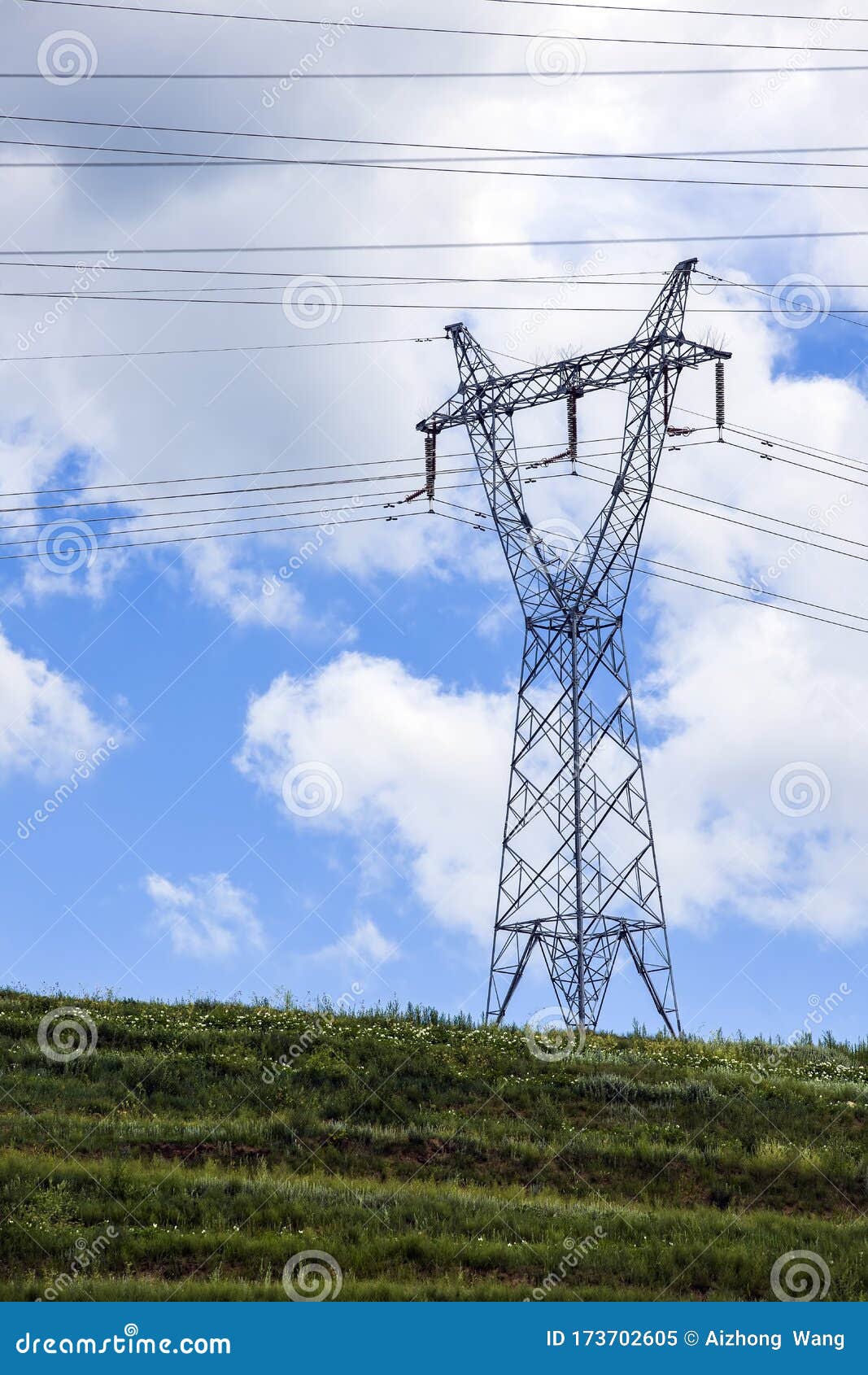 Pylons stock image. Image of tower, blue, equipment - 173702605