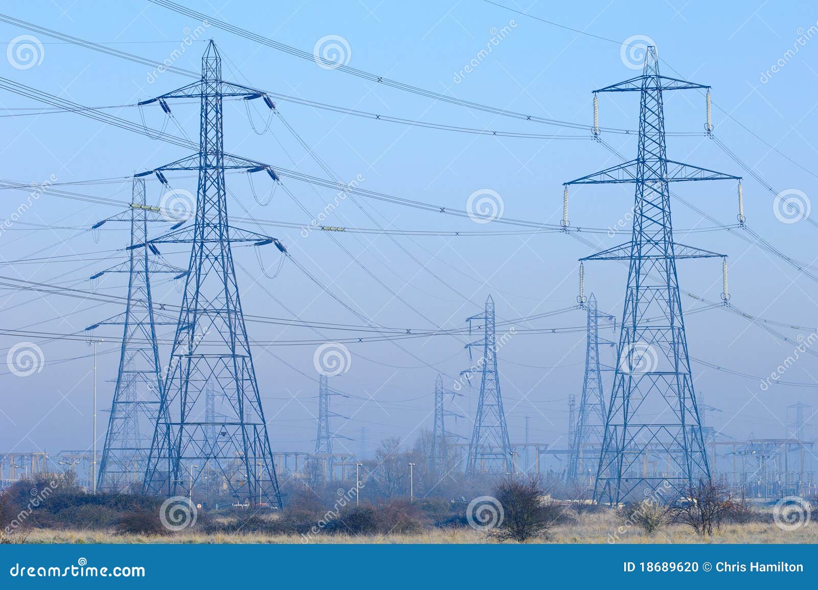 Pylons of Power stock photo. Image of electric, industrial - 18689620