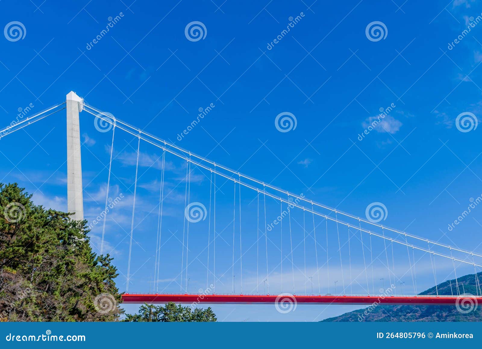 Pylons of Suspension Bridge on Highway Stock Photo - Image of ...