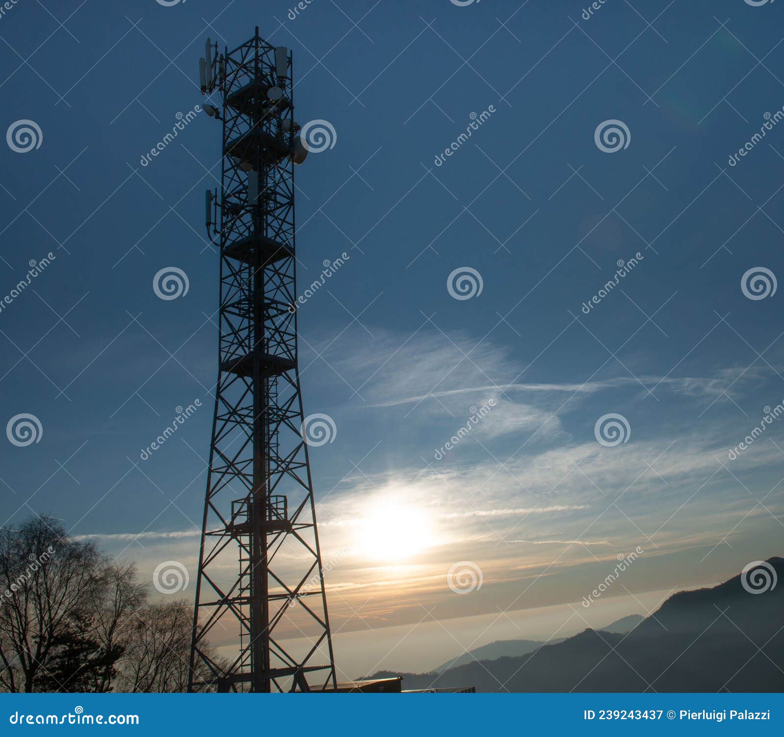 Pylons with Telecommunication Repeaters Stock Image - Image of radio ...