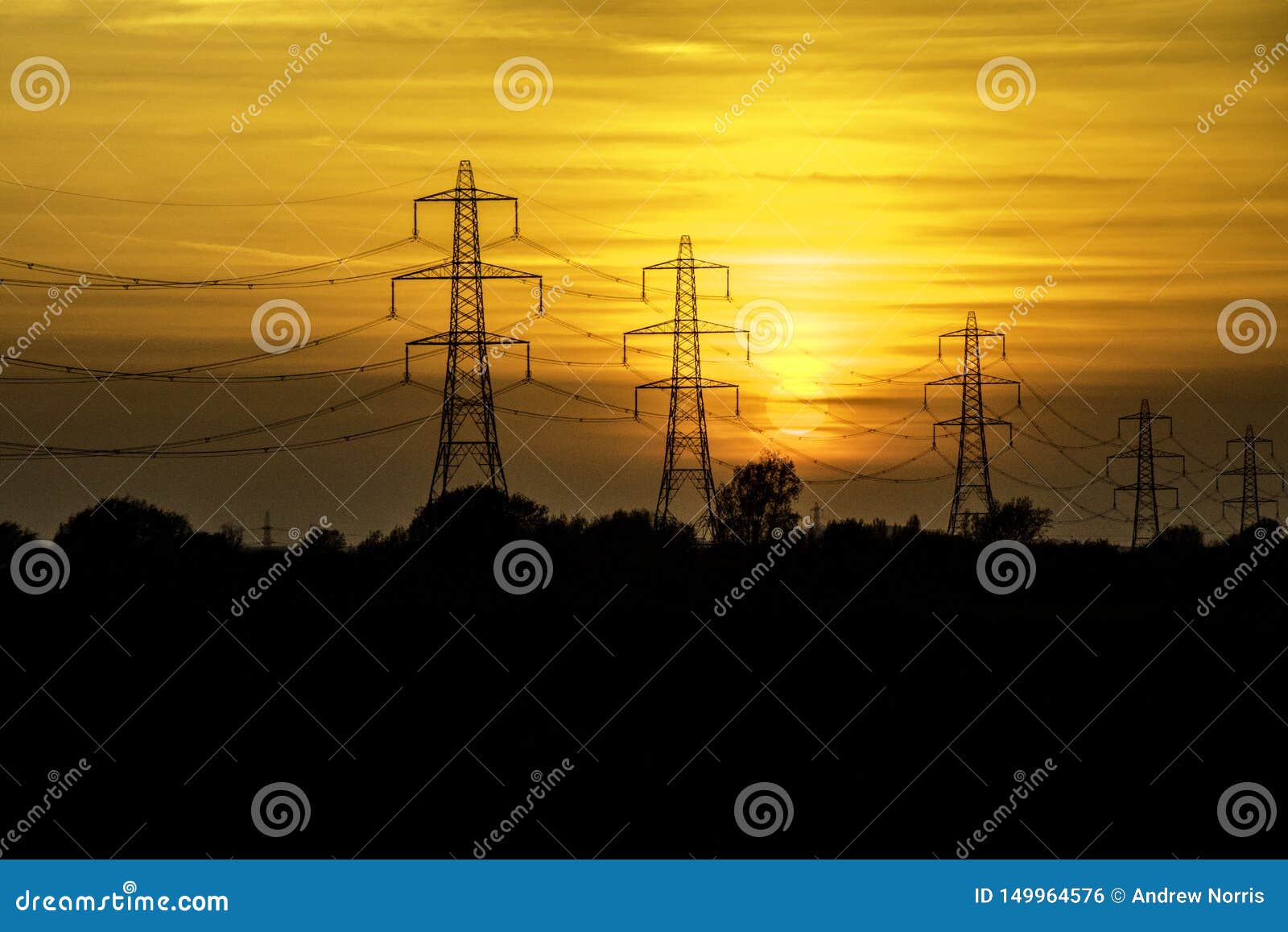 Pylons stock photo. Image of construction, clouds, golden - 149964576