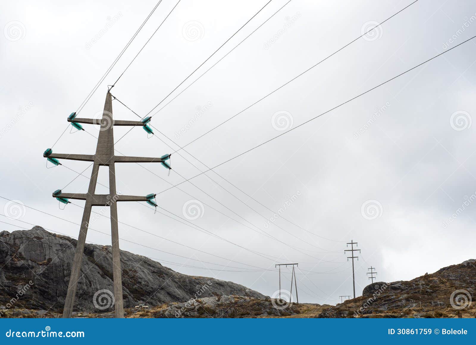 Pylons with wires stock image. Image of clouds, wire - 30861759