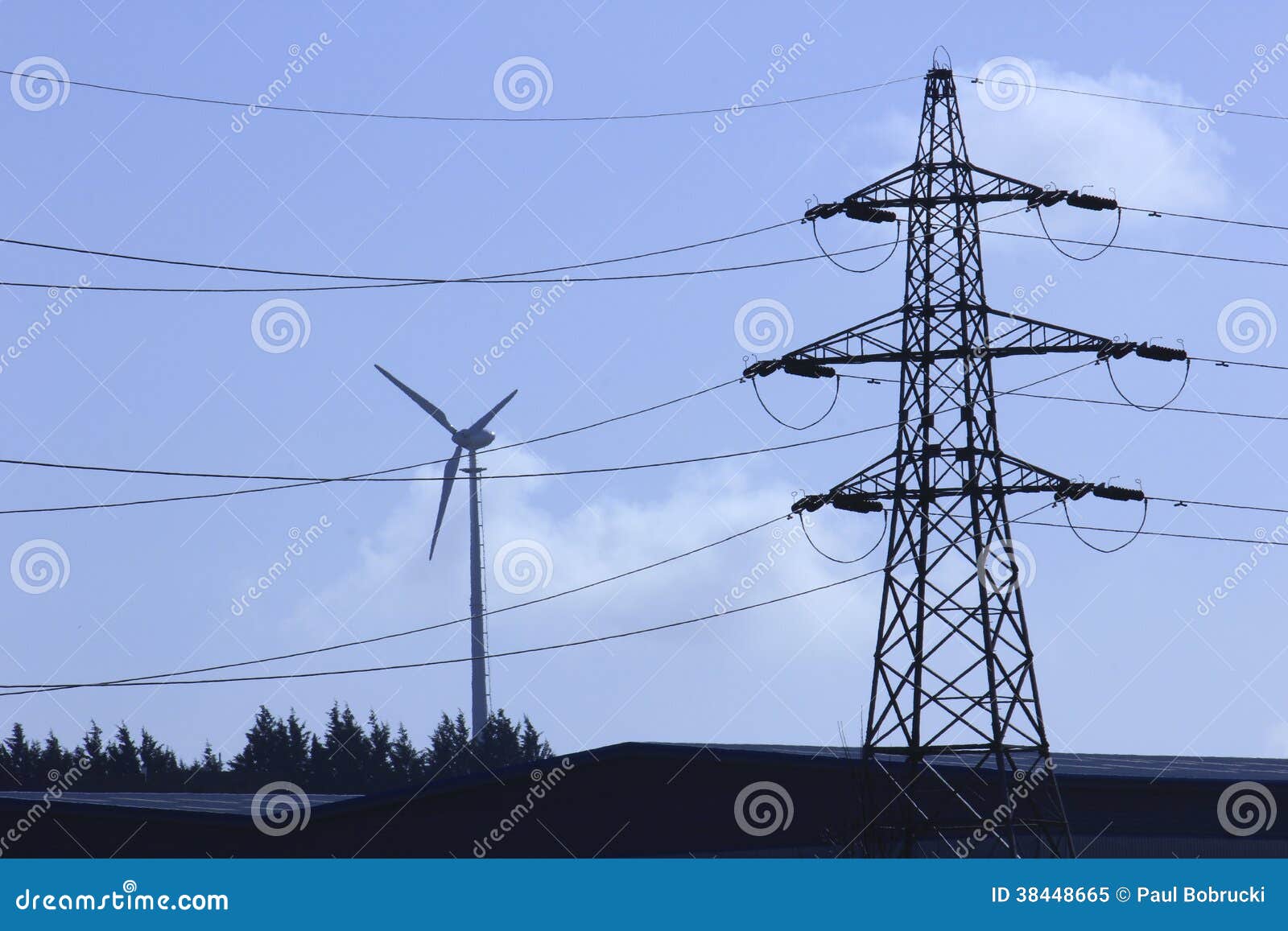 Pyloon en windturbine. stock afbeelding. Image of geometrisch - 38448665