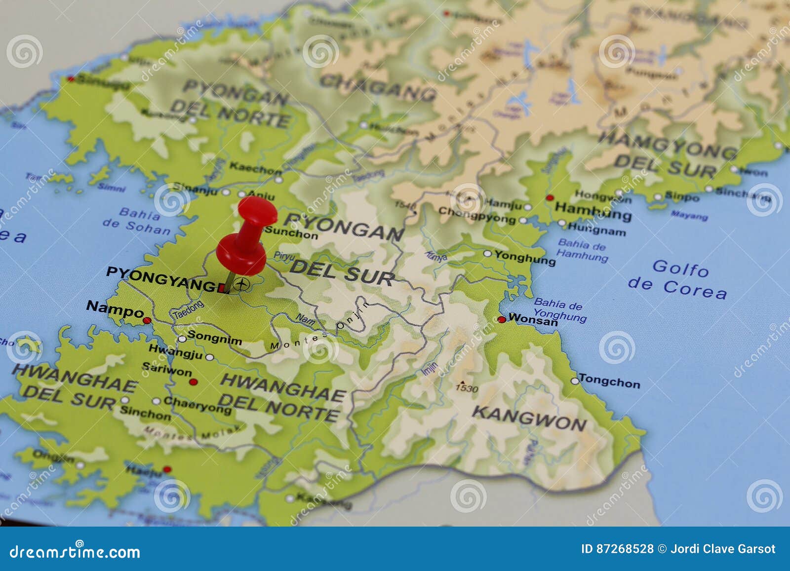 Pyongyang pin in a map stock photo. Image of korea, cartography - 87268528