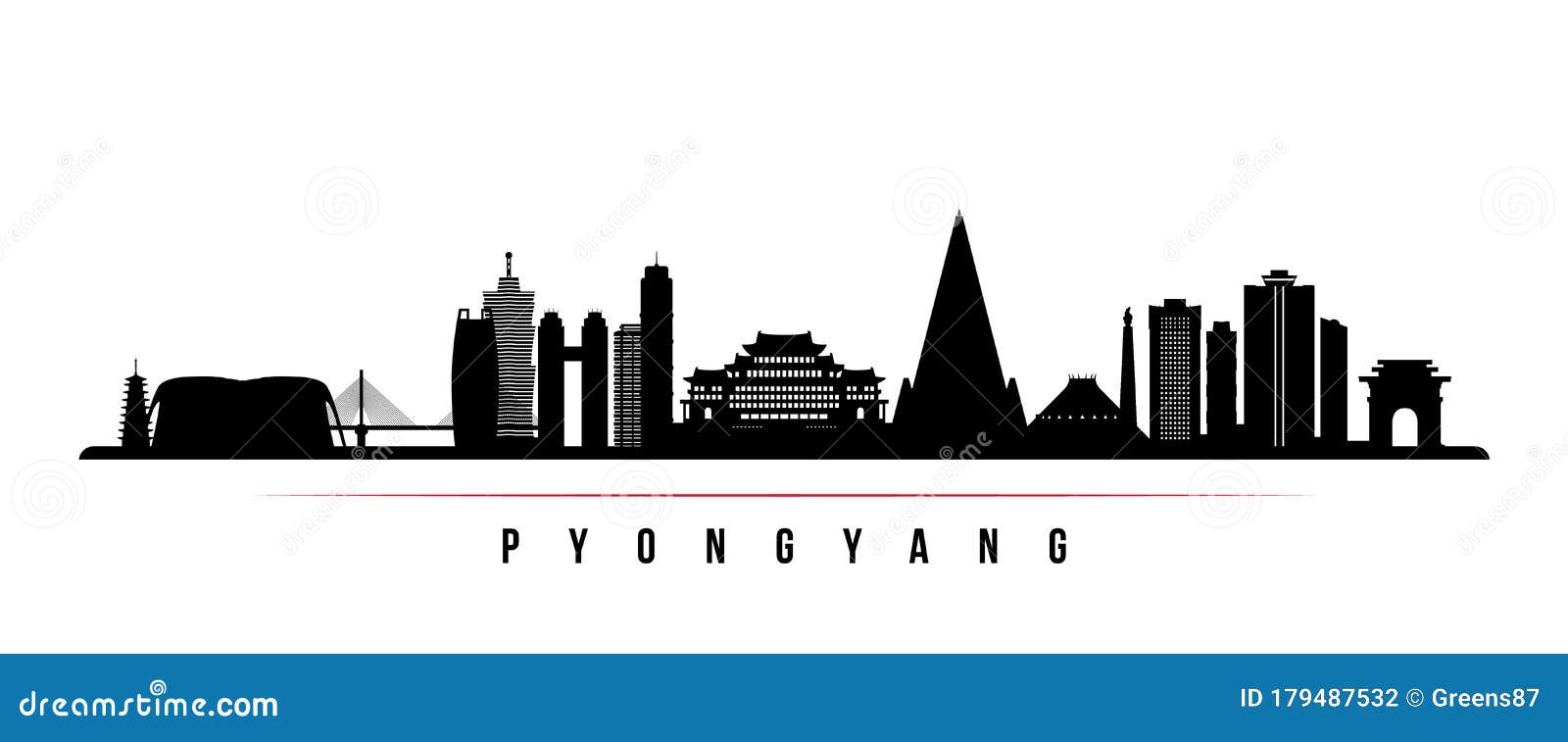 Pyongyang Skyline And Landmarks Silhouette Vector Illustration ...