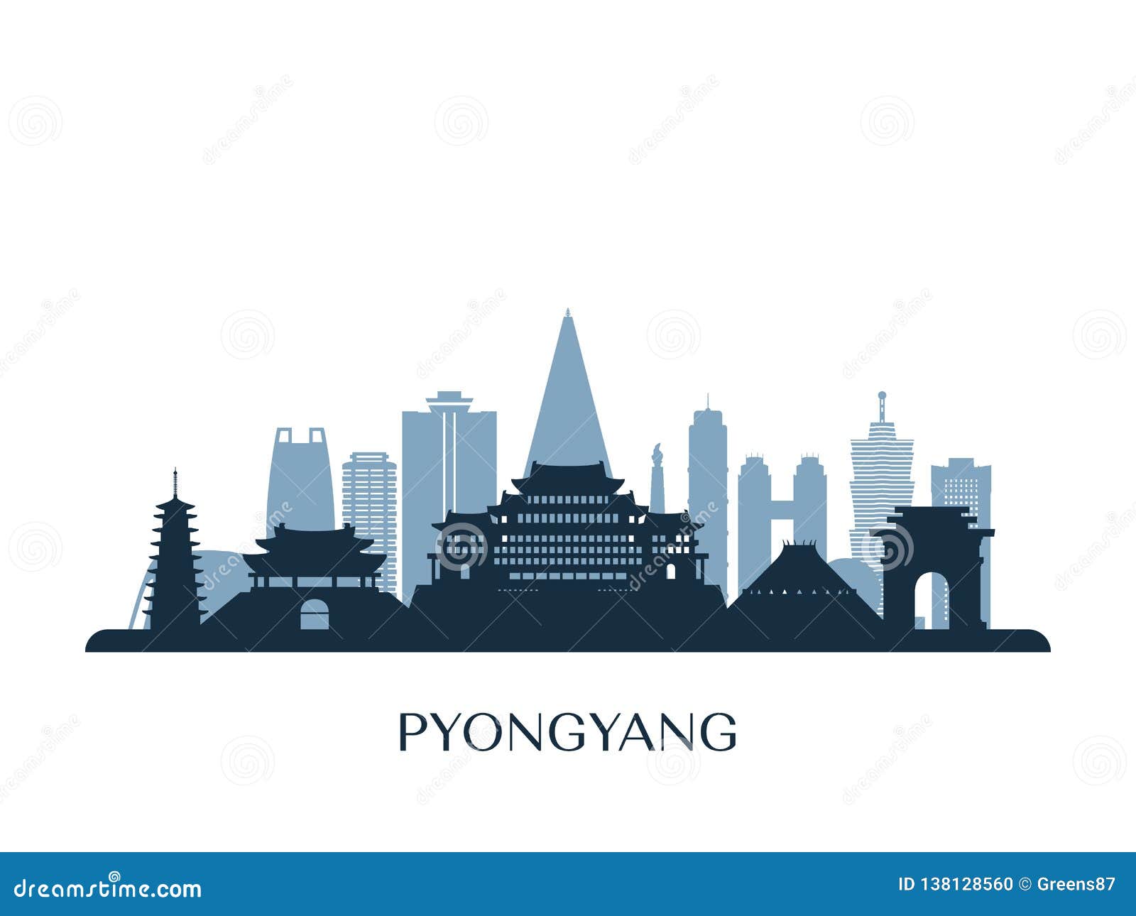 Pyongyang Skyline And Landmarks Silhouette Vector Illustration ...