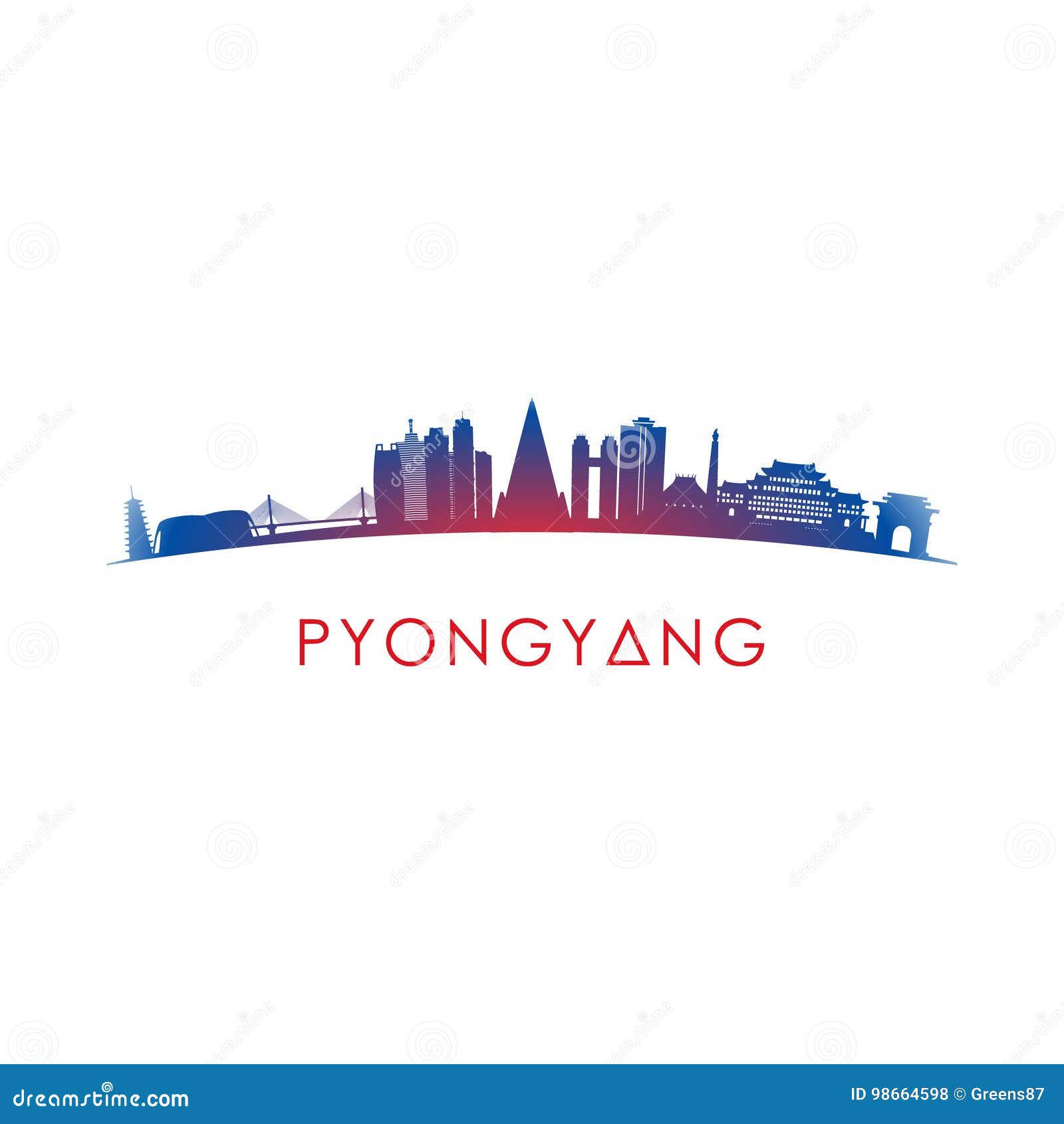 Pyongyang Skyline And Landmarks Silhouette Vector Illustration ...