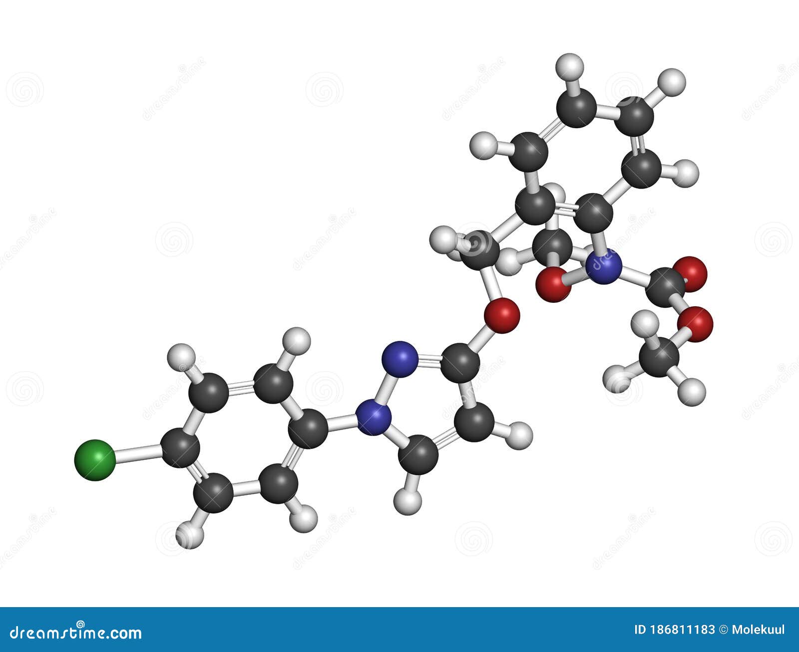 Pyraclostrobin Fungicide Molecule. 3D Rendering Stock Illustration ...