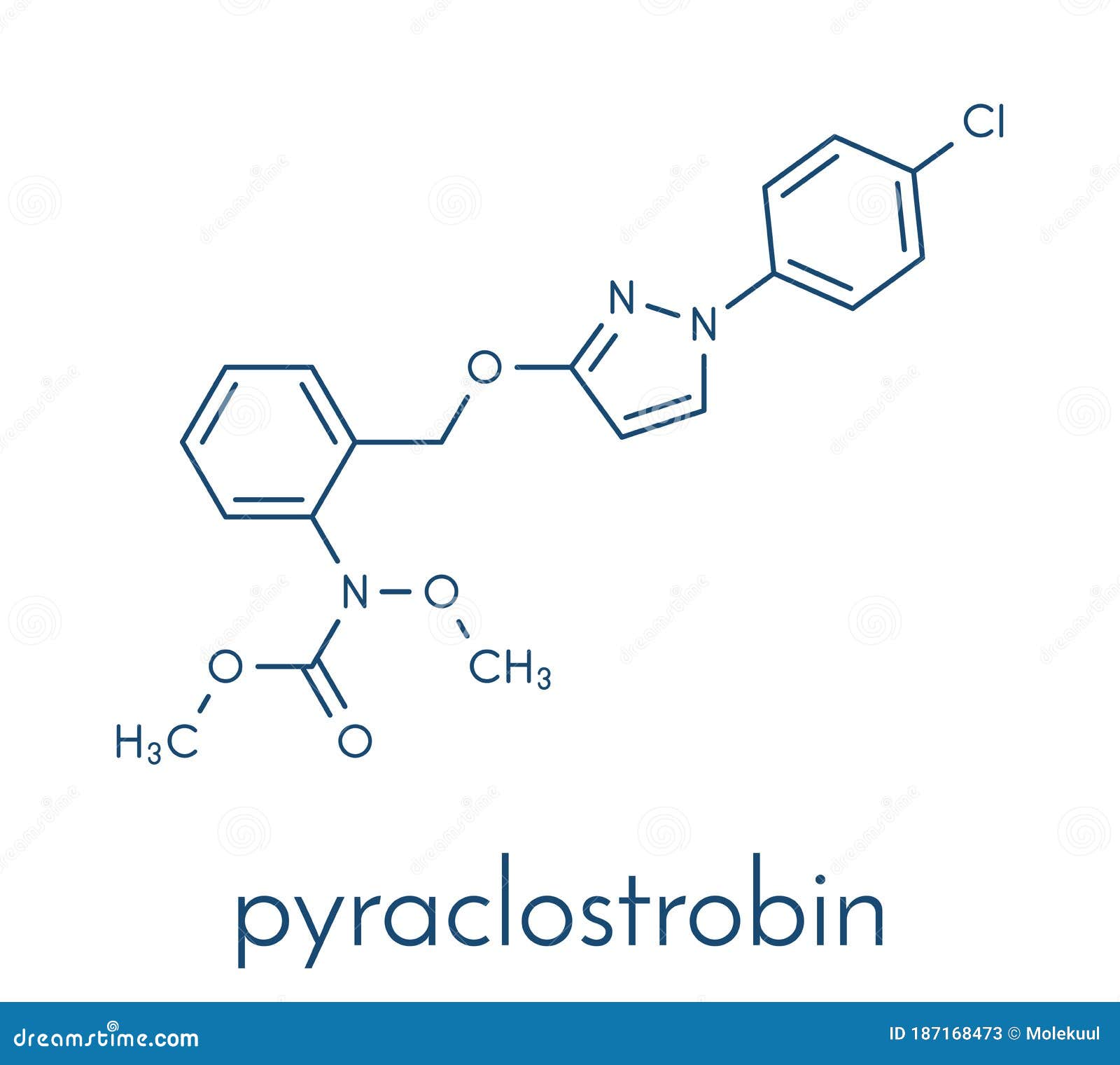 Pyraclostrobin Fungicide Molecule. 3D Rendering. Atoms Are Represented ...