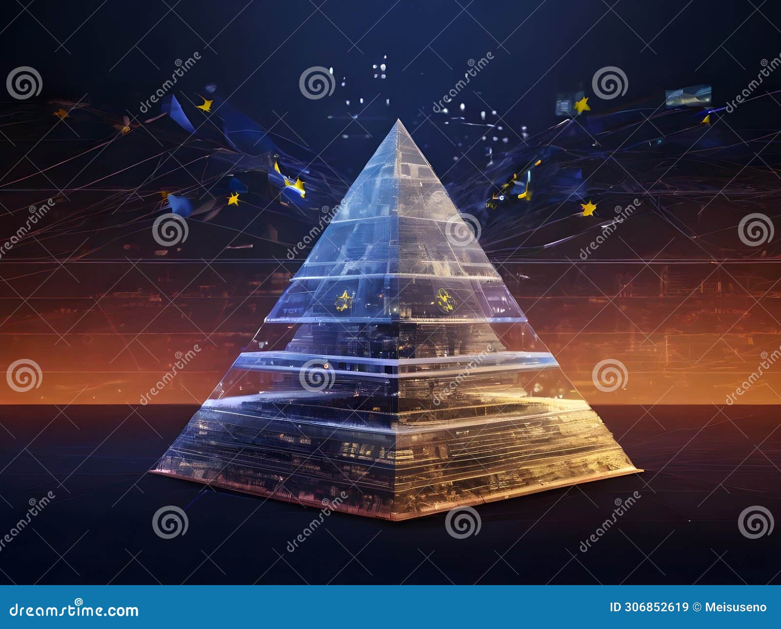 Pyramid on Abstract Background, 3D Rendering Stock Illustration ...