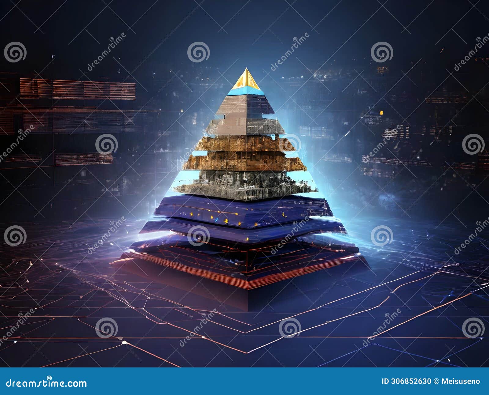 Pyramid on Abstract Background, 3D Rendering Stock Illustration ...