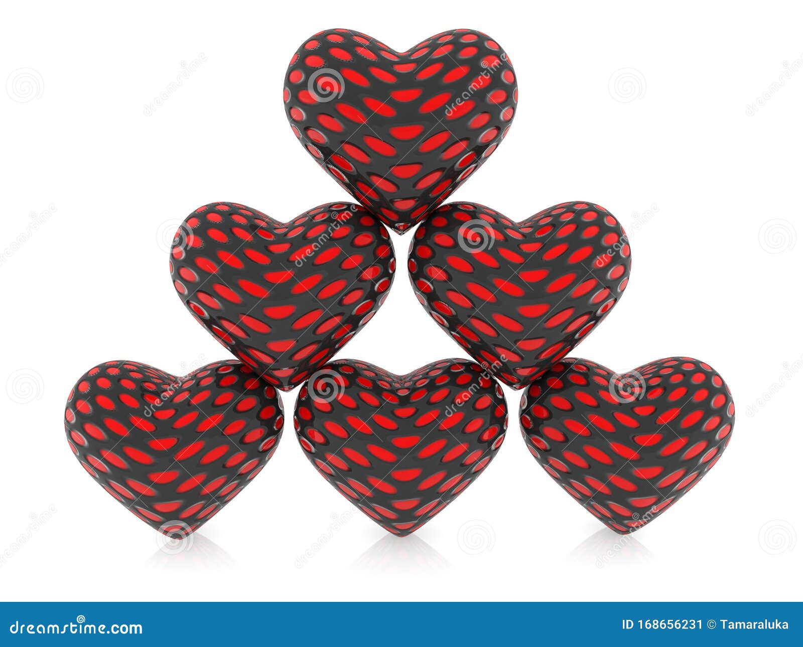 Pyramid of Abstract Hearts on a White Stock Illustration - Illustration ...