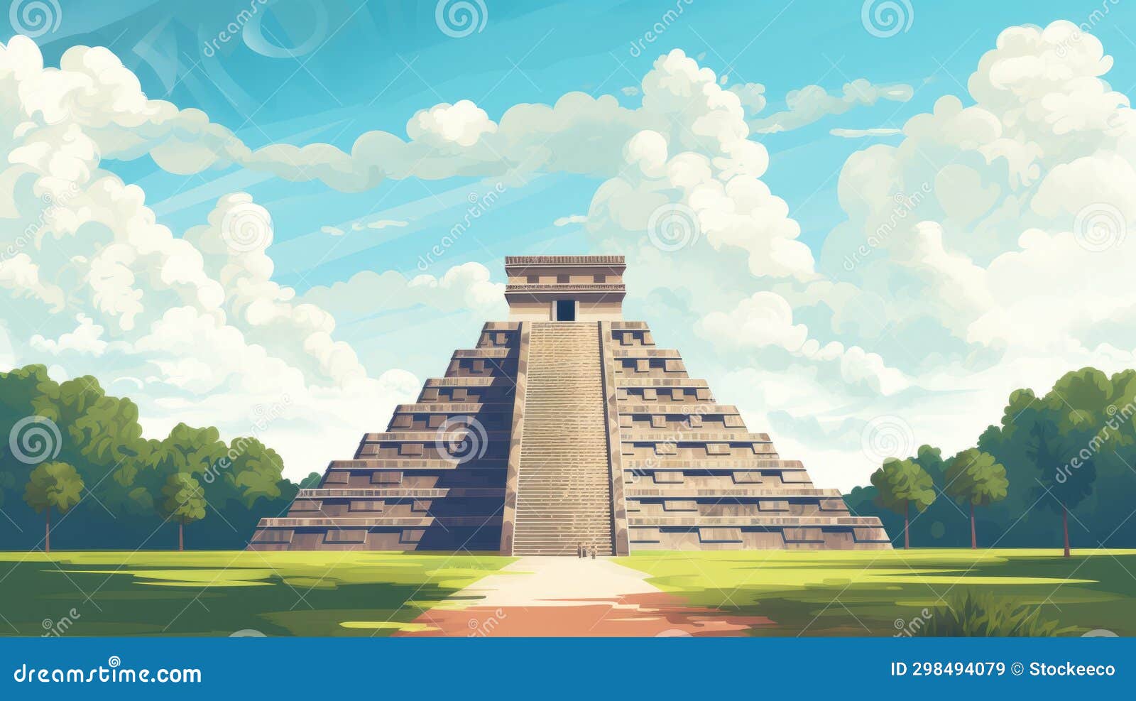 Giant Pyramid In Summer Nature: A Stunning Animated Mayan Art ...