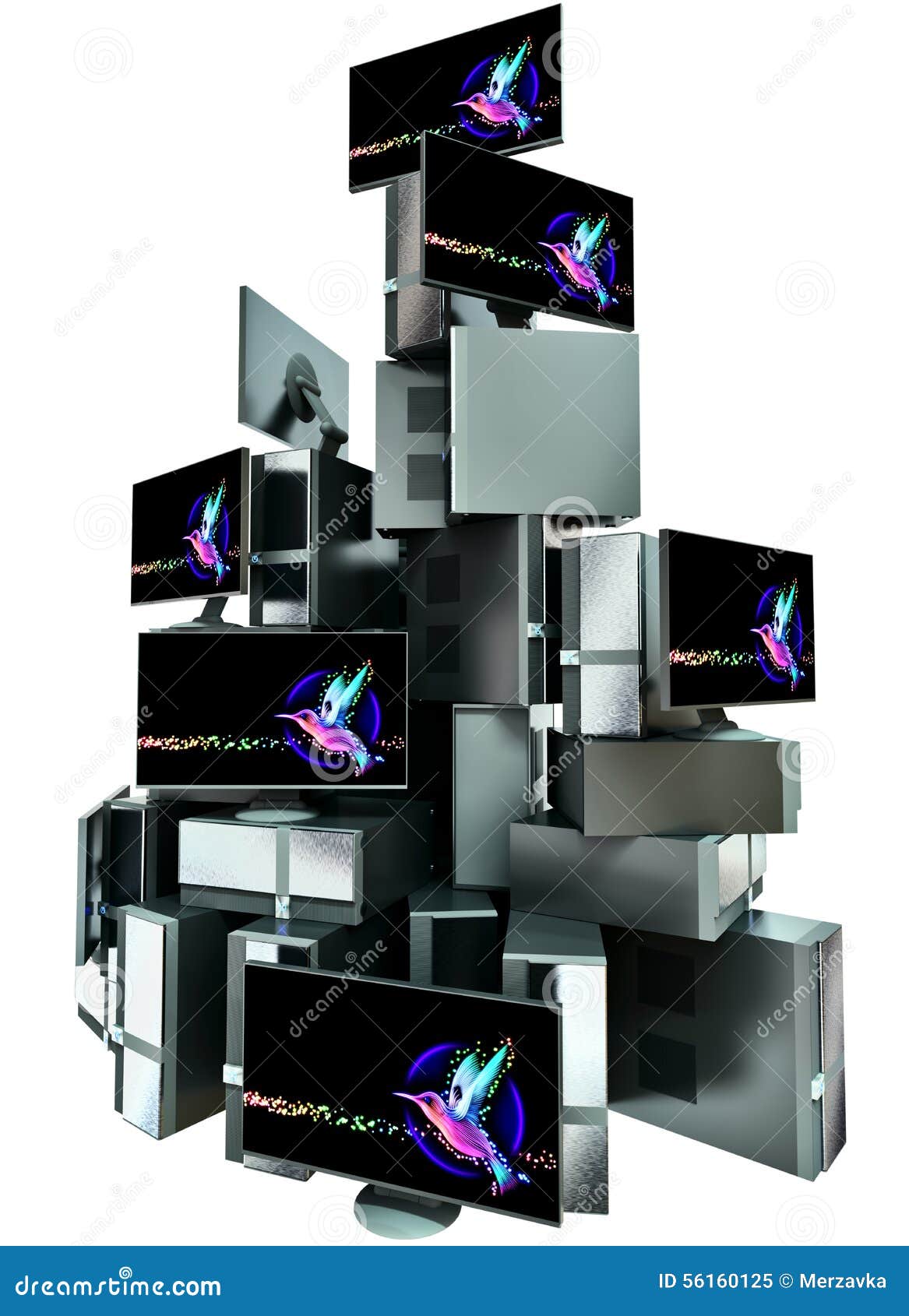Pyramid As Set of Multiple Computers Stock Illustration - Illustration ...