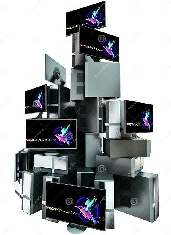 Pyramid As Set of Multiple Computers Stock Illustration - Illustration ...