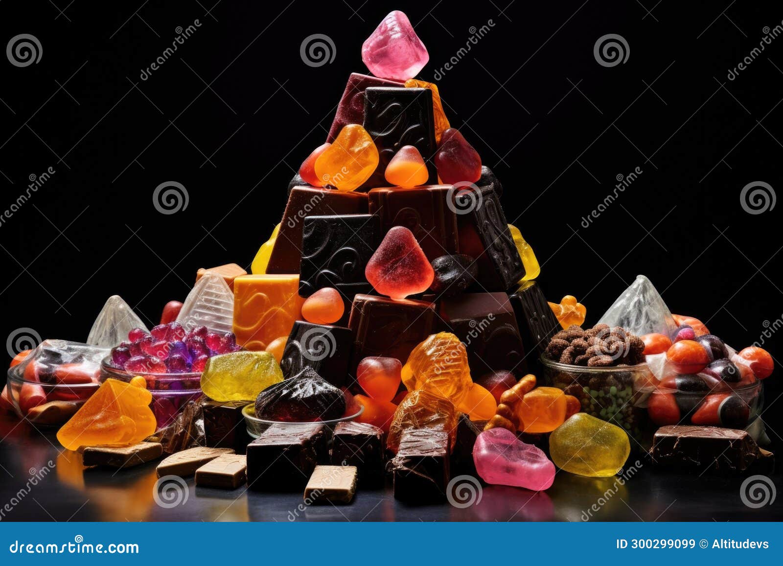 A Pyramid of Assorted Candies Labeled As a Food Pyramid Stock Image ...