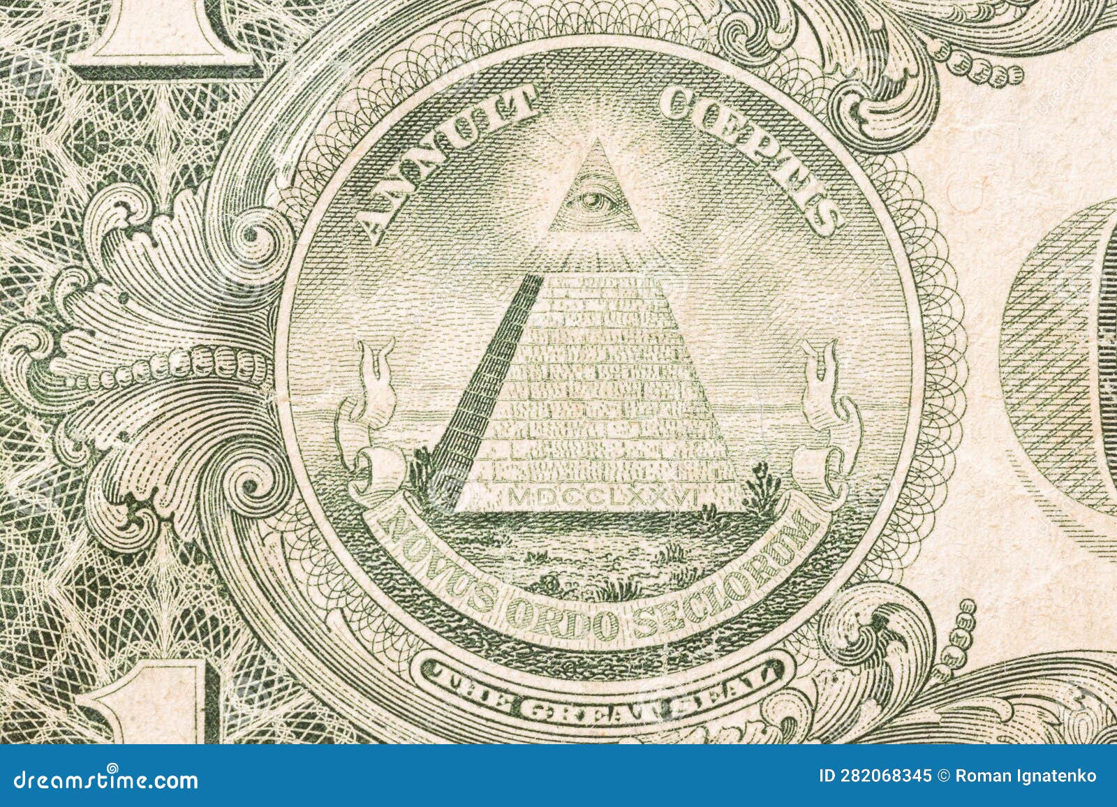 The Pyramid Back of One Dollar Bill, All Seeing Eye Stock Image - Image ...
