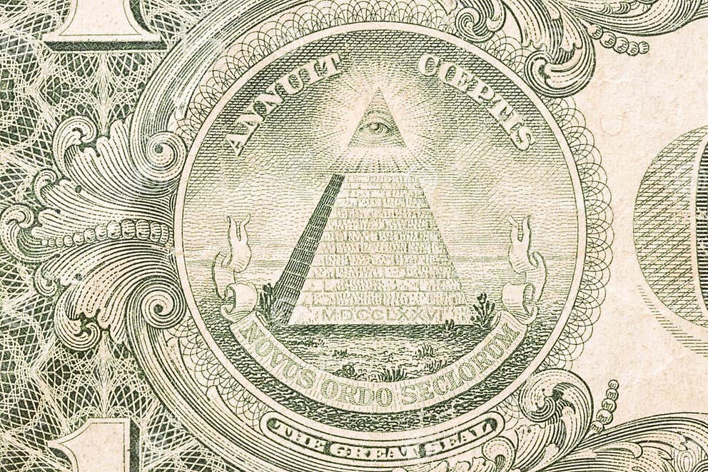 The Pyramid Back of One Dollar Bill, All Seeing Eye Stock Image - Image ...