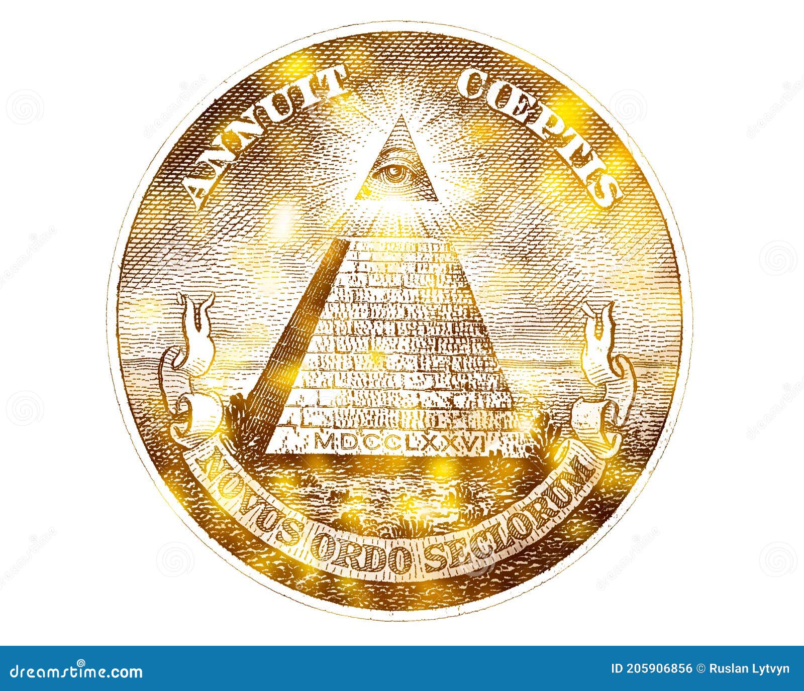 Pyramid from Back Side of 1 Dollar Bill on White Background Stock Photo ...