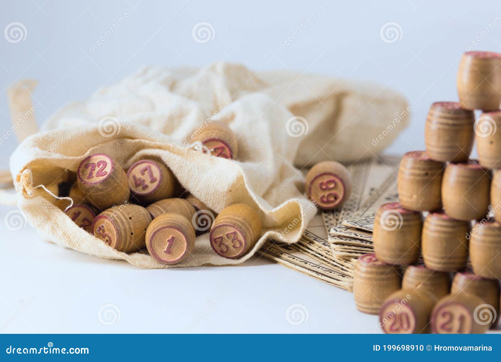 Pyramid of Barrels for Playing Lotto Bingo in a Board Home Game Stock ...