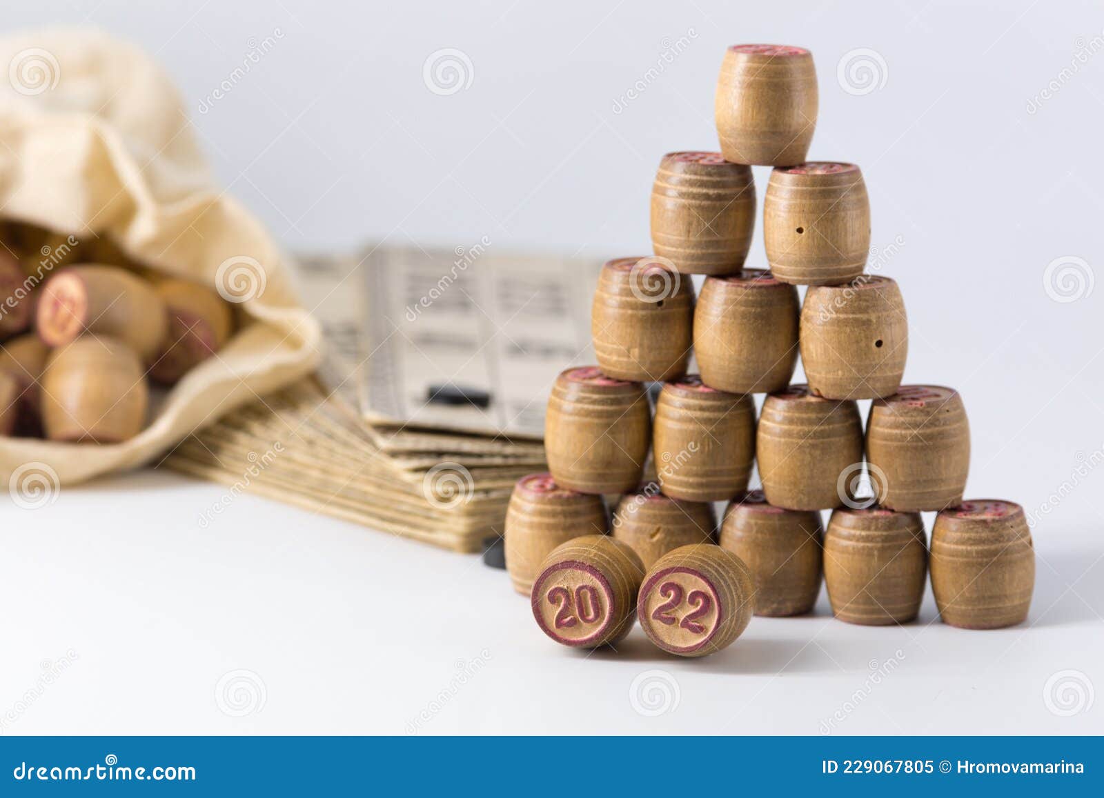 Pyramid of Barrels for Playing Lotto (bingo) in a Board Home Game Stock ...