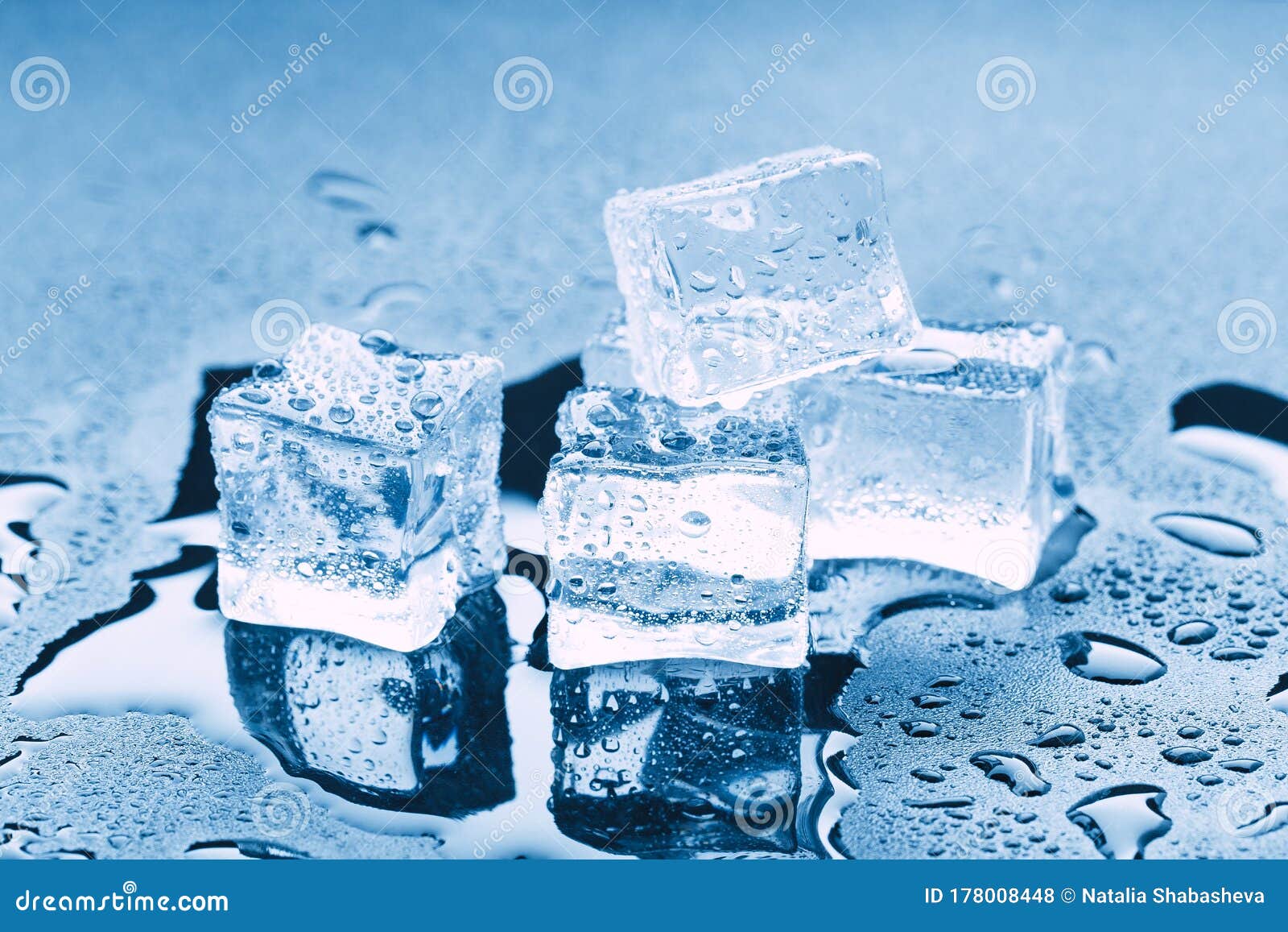 Pyramid of Beautiful Thawed Ice Cubes with Drops of Water Stock Photo ...