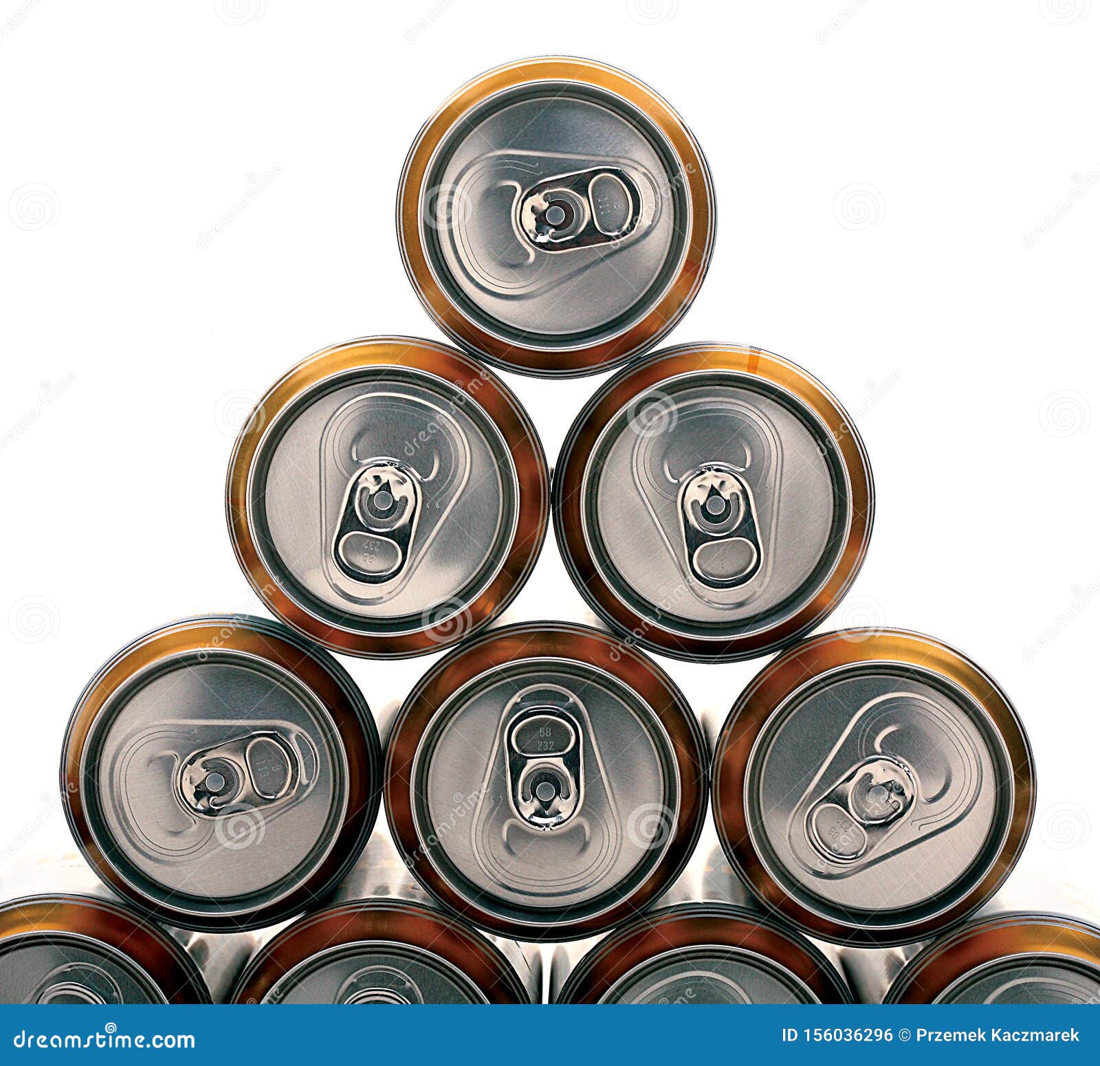 Pyramid of beer cans. stock photo. Image of canisters - 156036296