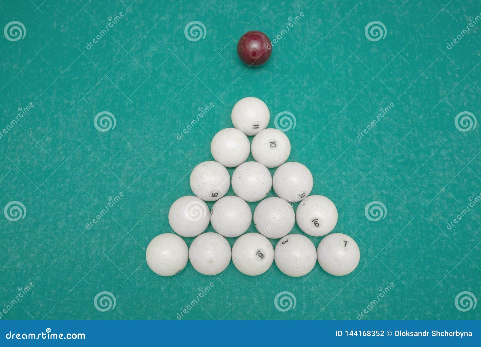 Pyramid of Billiard Balls on Table Stock Photo - Image of entertainment ...